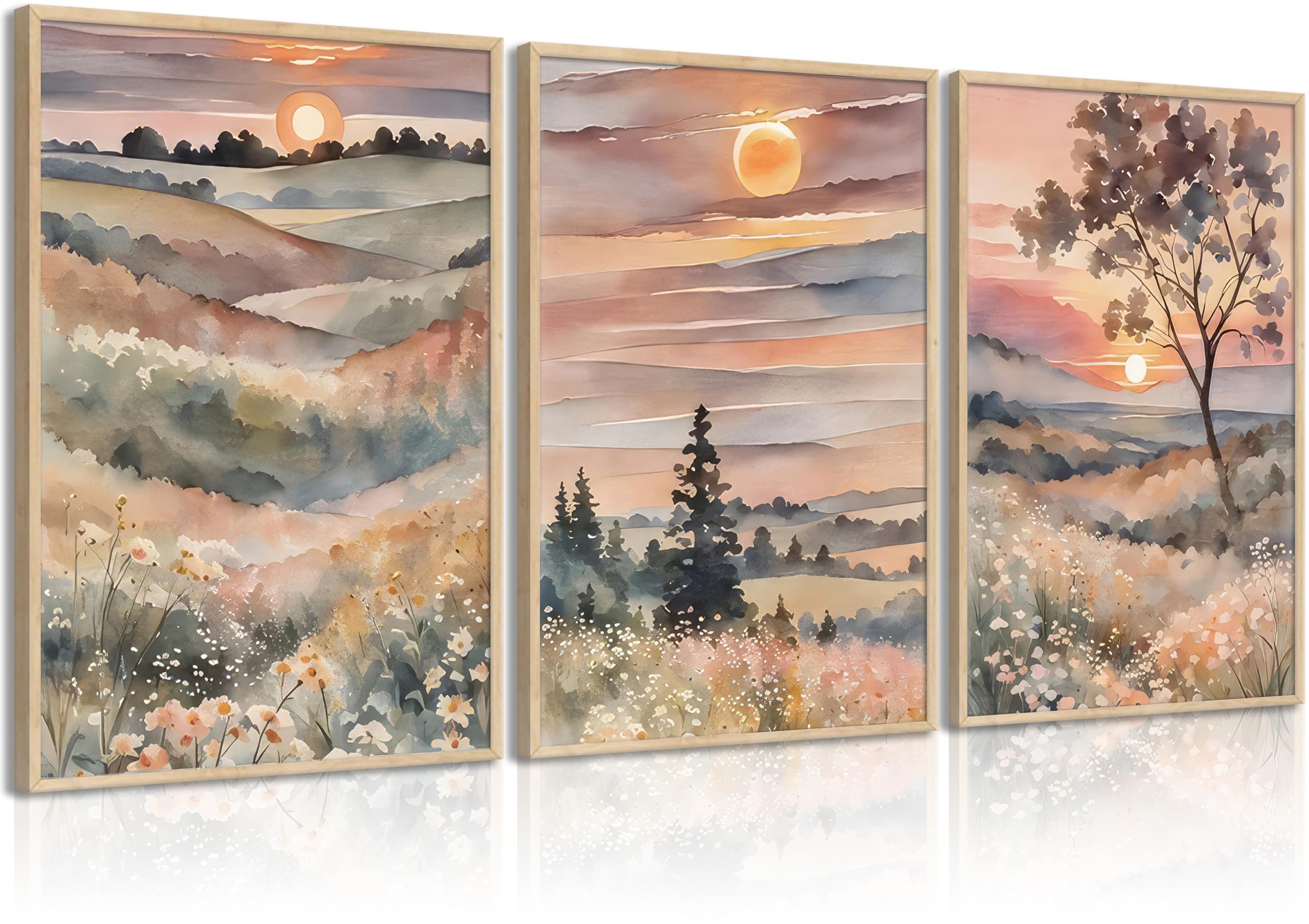 Amazon.com: Boho Mountain Scenery Wall Art Abstract Sunset Mountains ...