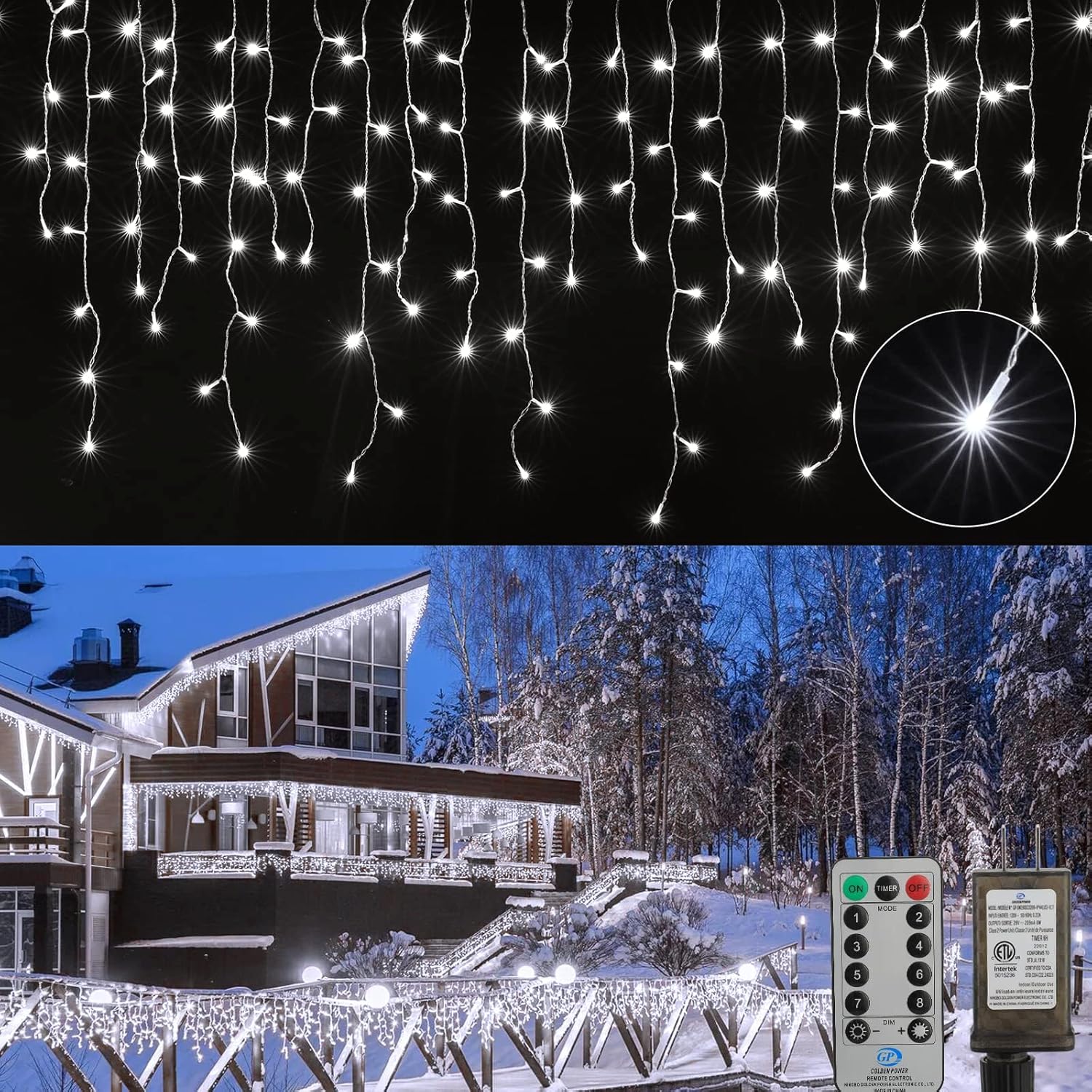 Icicle Lights Outdoor - 66 FT 736 LED Icicle Christmas Lights with 138 ...
