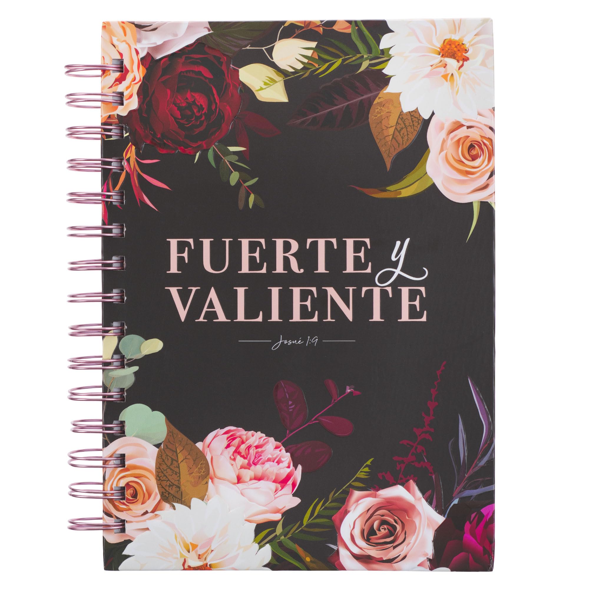 Amazon.com: Diario Espiral Negro Floral Fuerte y Valiente Jos. 1:9 (Spanish Edition ...