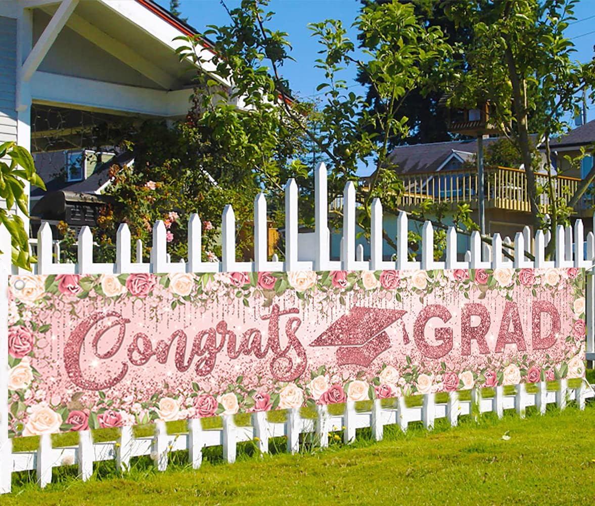 Amazon.com: Graduation Banner 2026 Pink Graduation Decorations Large ...