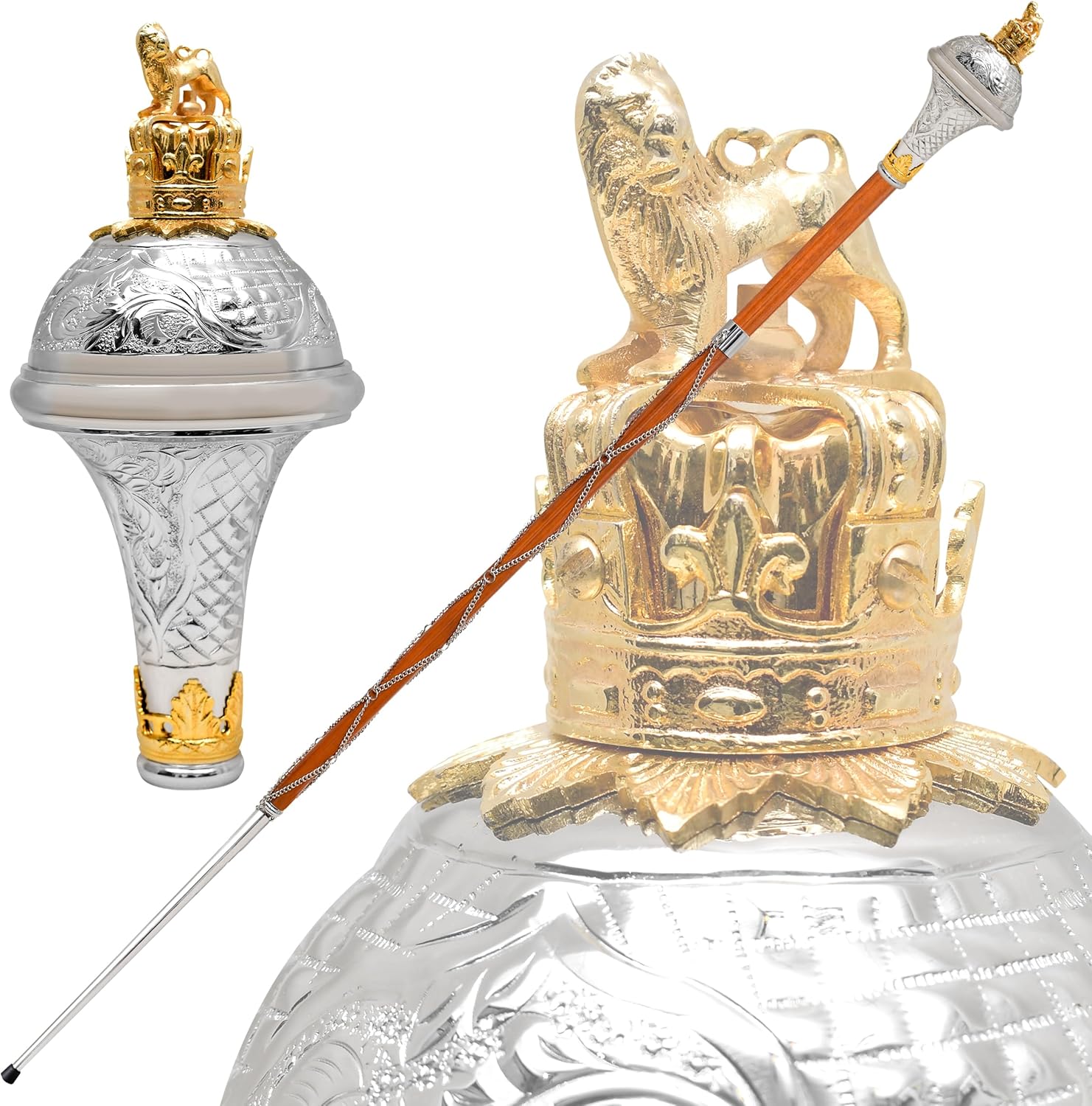 American Maces, Drum Major Maces Parade Stick Malacca Cane with Chain