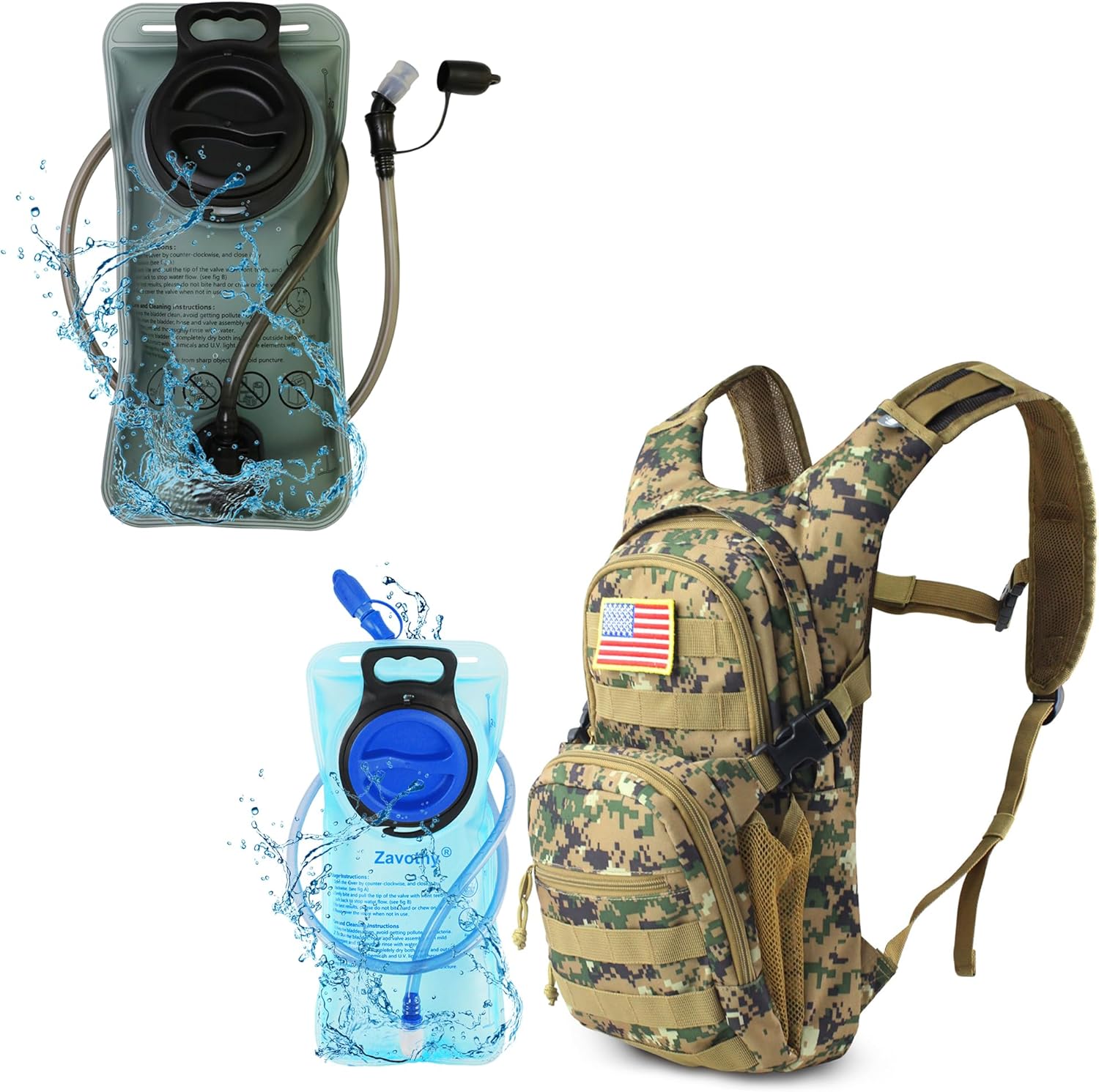 Amazon.com : Zavothy Tactical Hydration Backpack with 2L Water Bladder ...