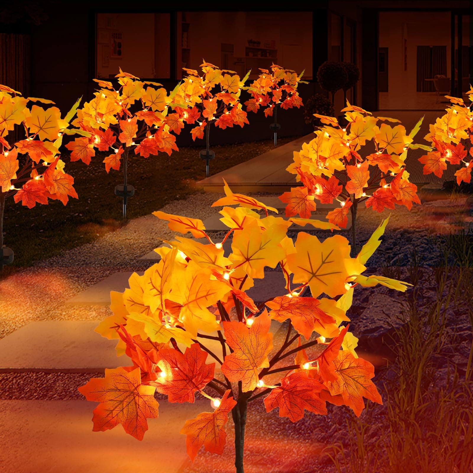 Amazon.com : 2 Pack Solar Fall Lights for Outside, Fall Décor 40LED ...