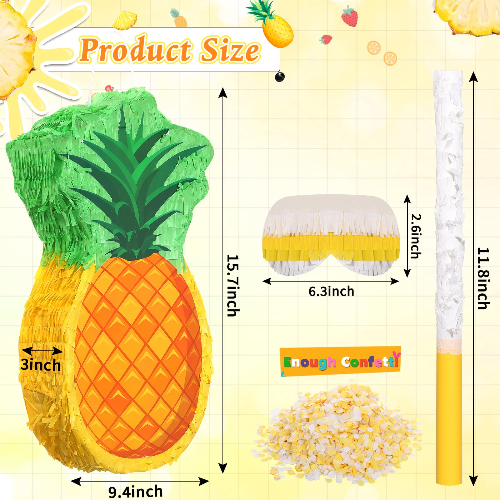 Snapklik.com : Pineapple Piñata Fruit Summer Theme Includes Stick ...