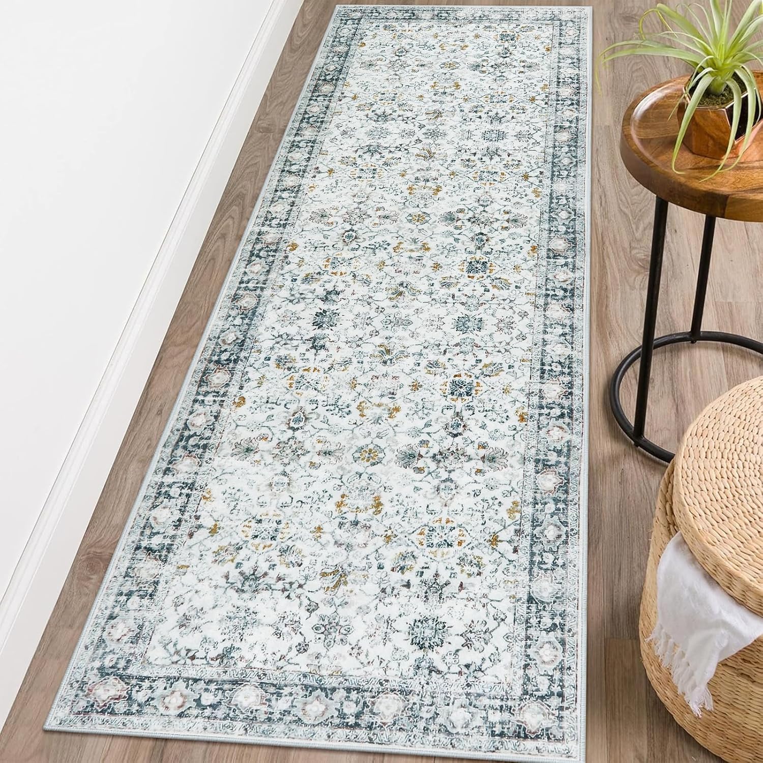 Amazon.com: Morebes Vintage Washable Kitchen Rugs Runner Non Slip,Grey ...