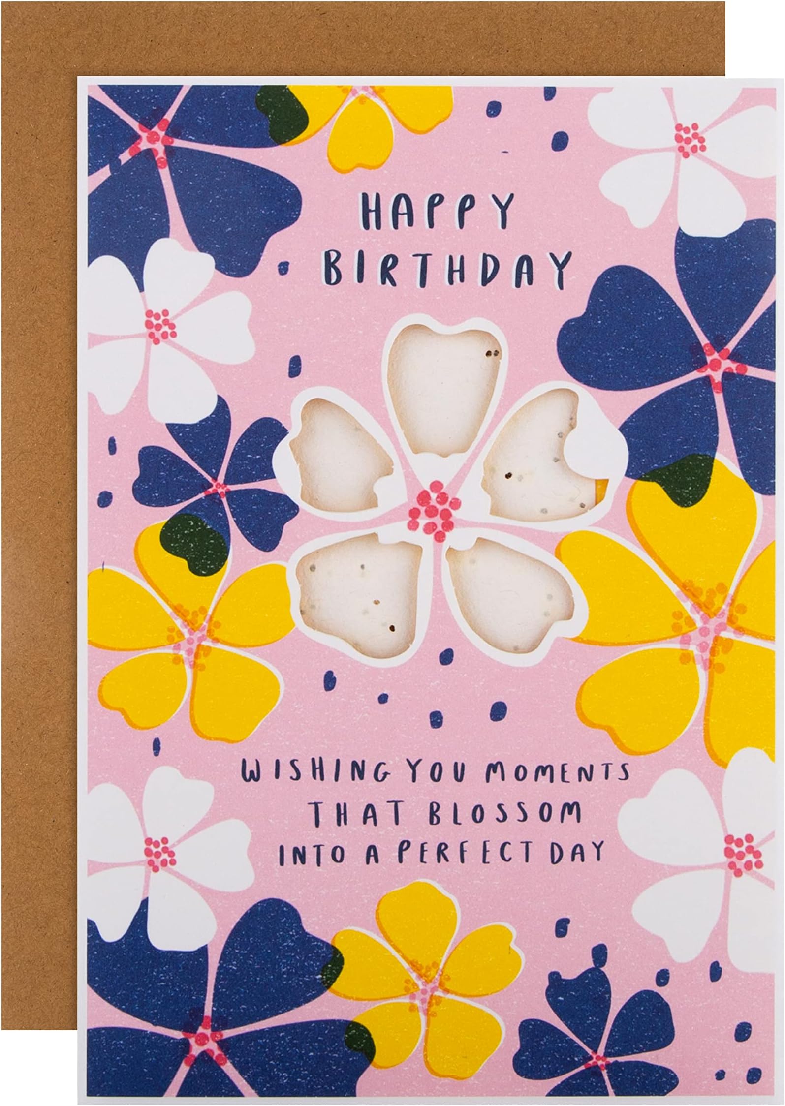 Hallmark Birthday Card - Contemporary Floral Design with Seeded Paper ...