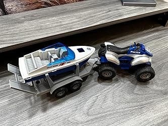 Amazon.com: Large ATV Toy with Trailer Speedboat Tow Truck Flatbed ...