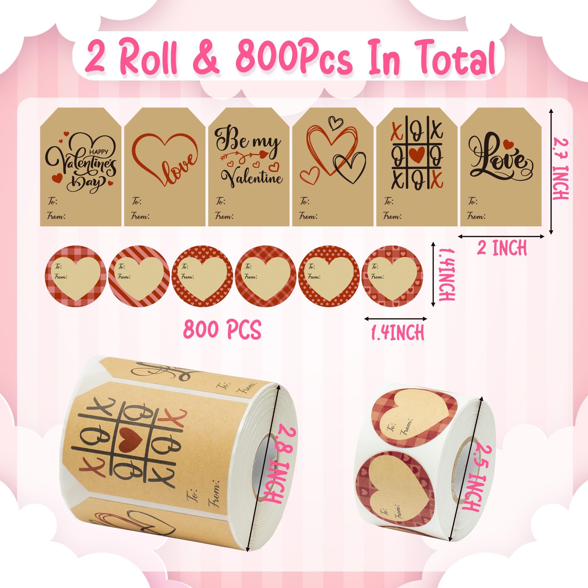 Snapklik.com : Valentines Day Kraft Gift Tag 800Pcs Be My Valentine ...