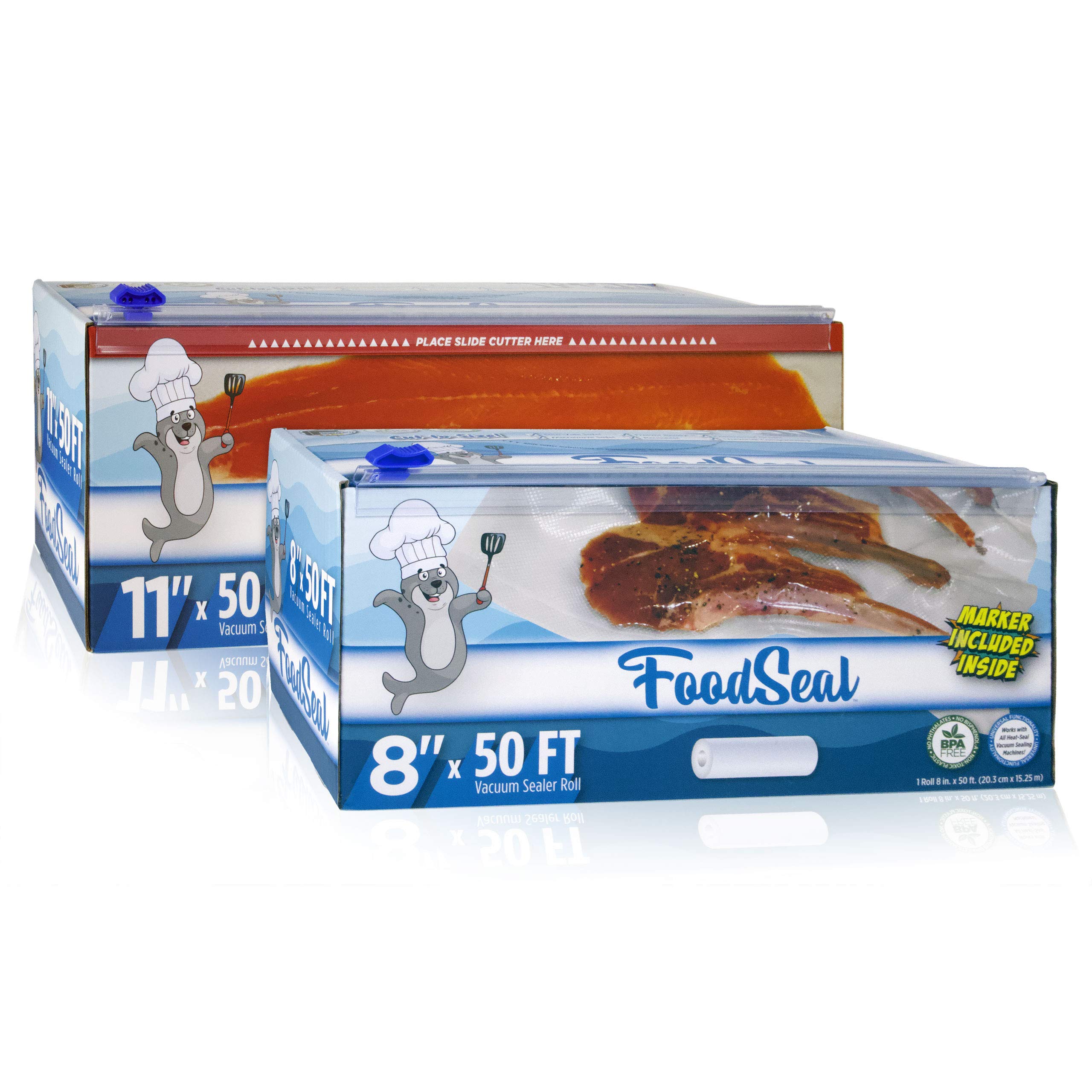 Buy FoodSeal 8" x 50' and 11" x 50' Vacuum Sealer Rolls Combo Pack ...