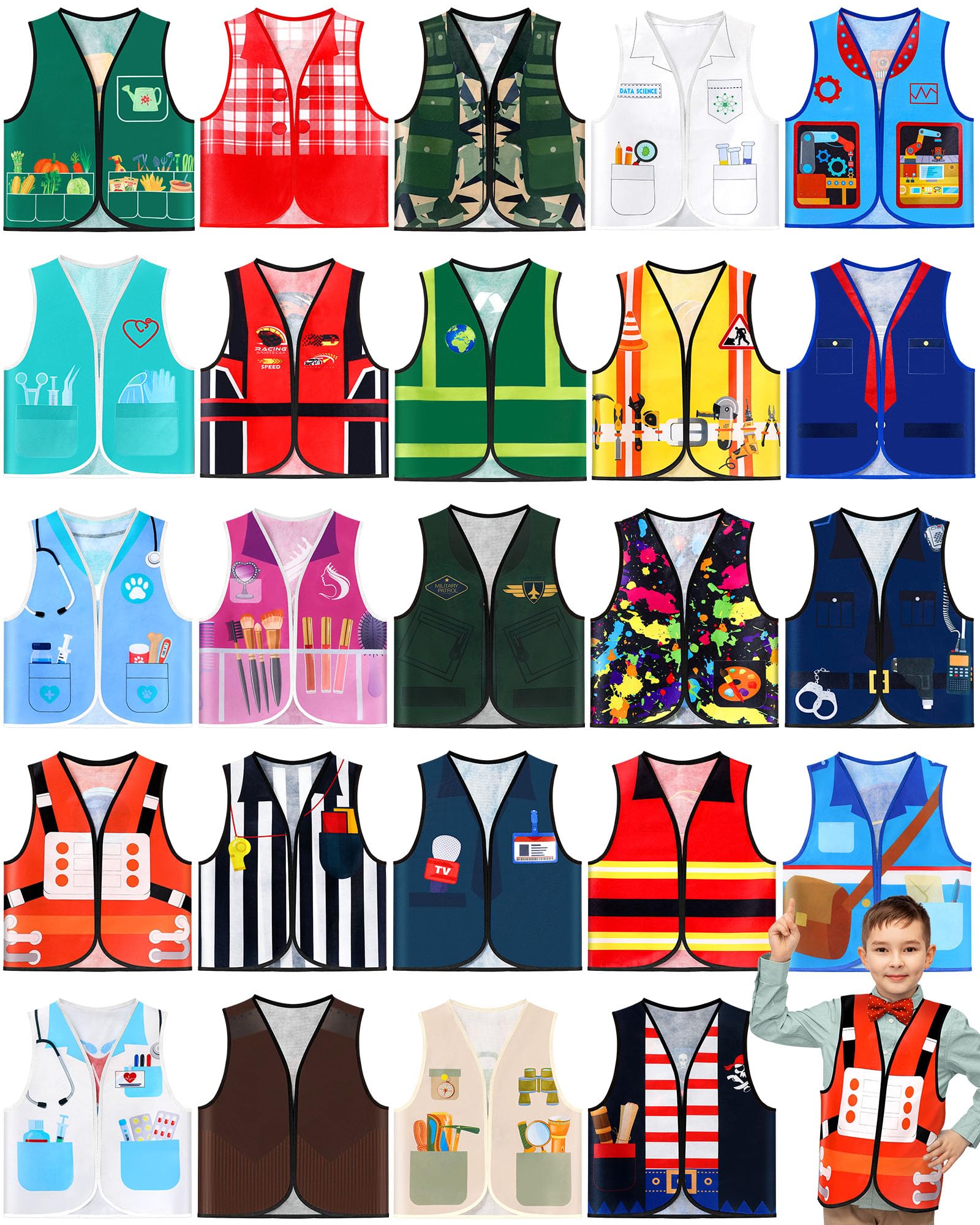 Amazon.com: Geyoga 24 Pcs Kids Community Helper Dress Up Vest Career ...