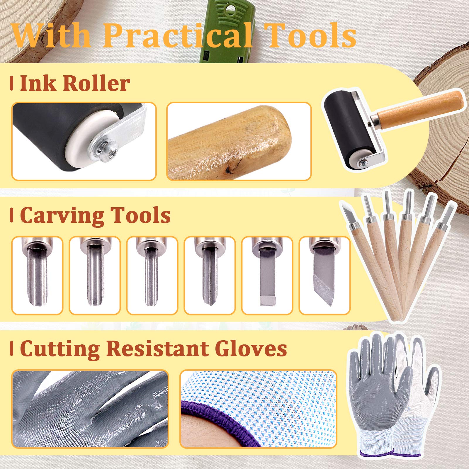 Snapklik.com : Keadic 24 Pieces Rubber Block Stamps Carving Starter ...