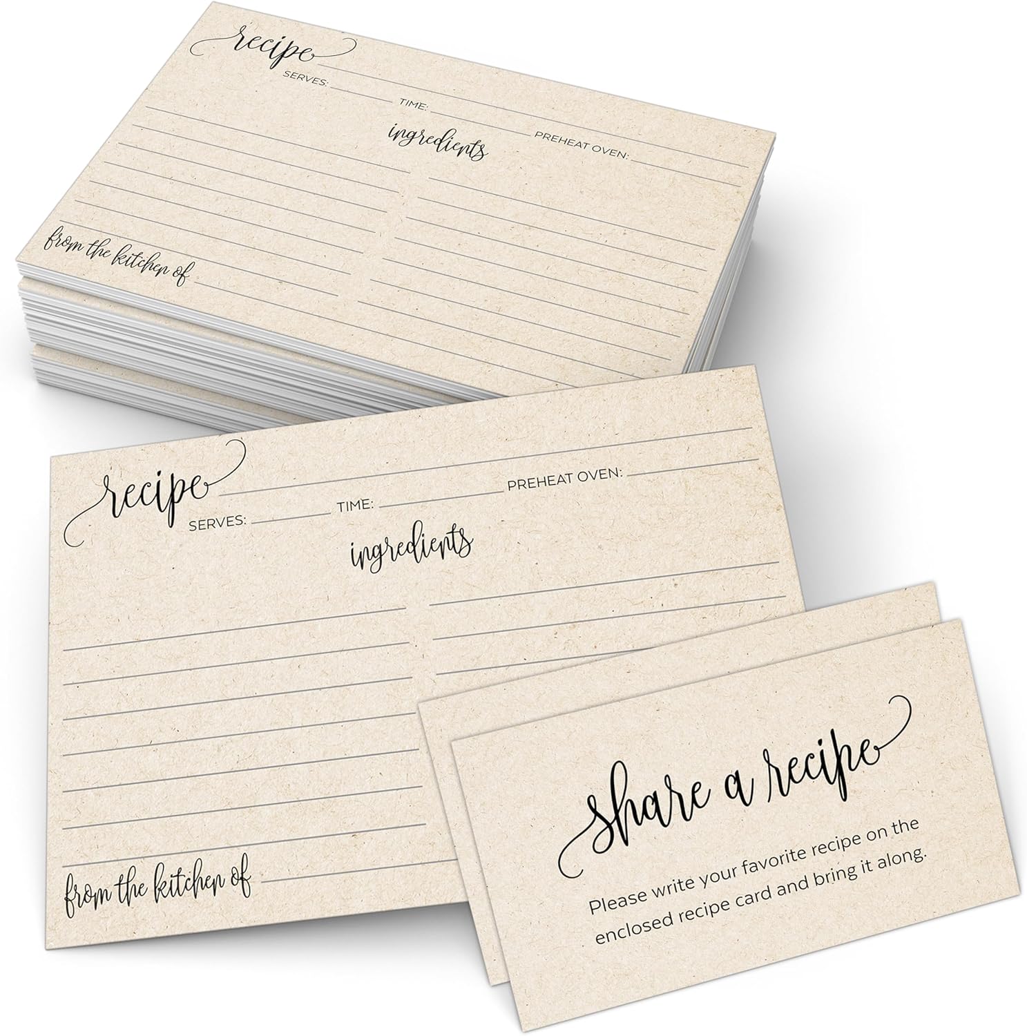 Amazon.com: 321Done Recipe Set: Modern Script 4x6 Recipe Cards and 3 ...