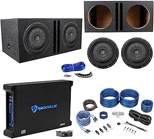 Amazon.com: KICKER 2 43CVT124 COMPVT 12" 1600W Subwoofers+Vented Box+Mono Amplifier+Amp Kit ...