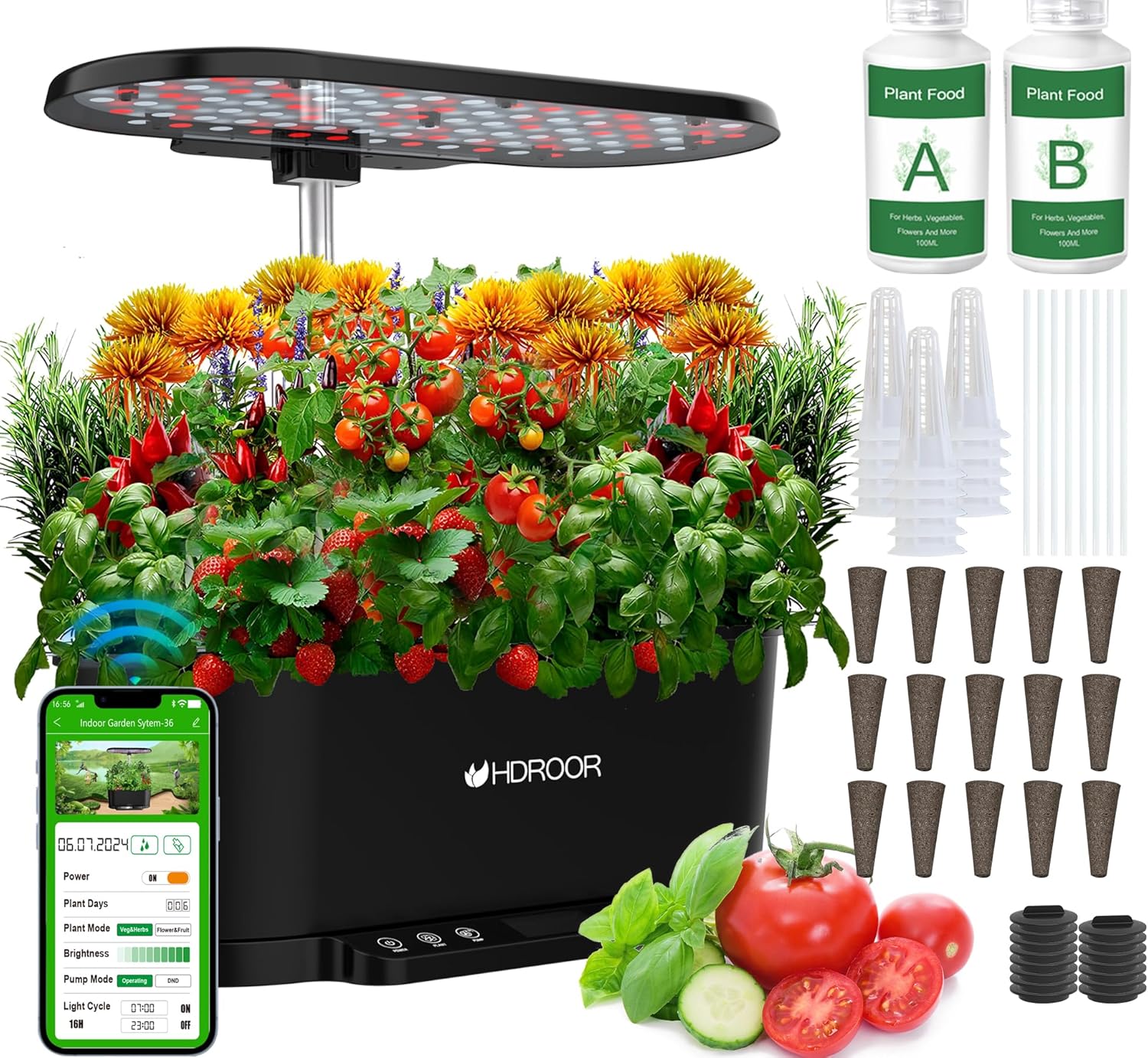 Amazon.com: Hydroponics Growing System Kit APP Controlled, 15 Pods ...