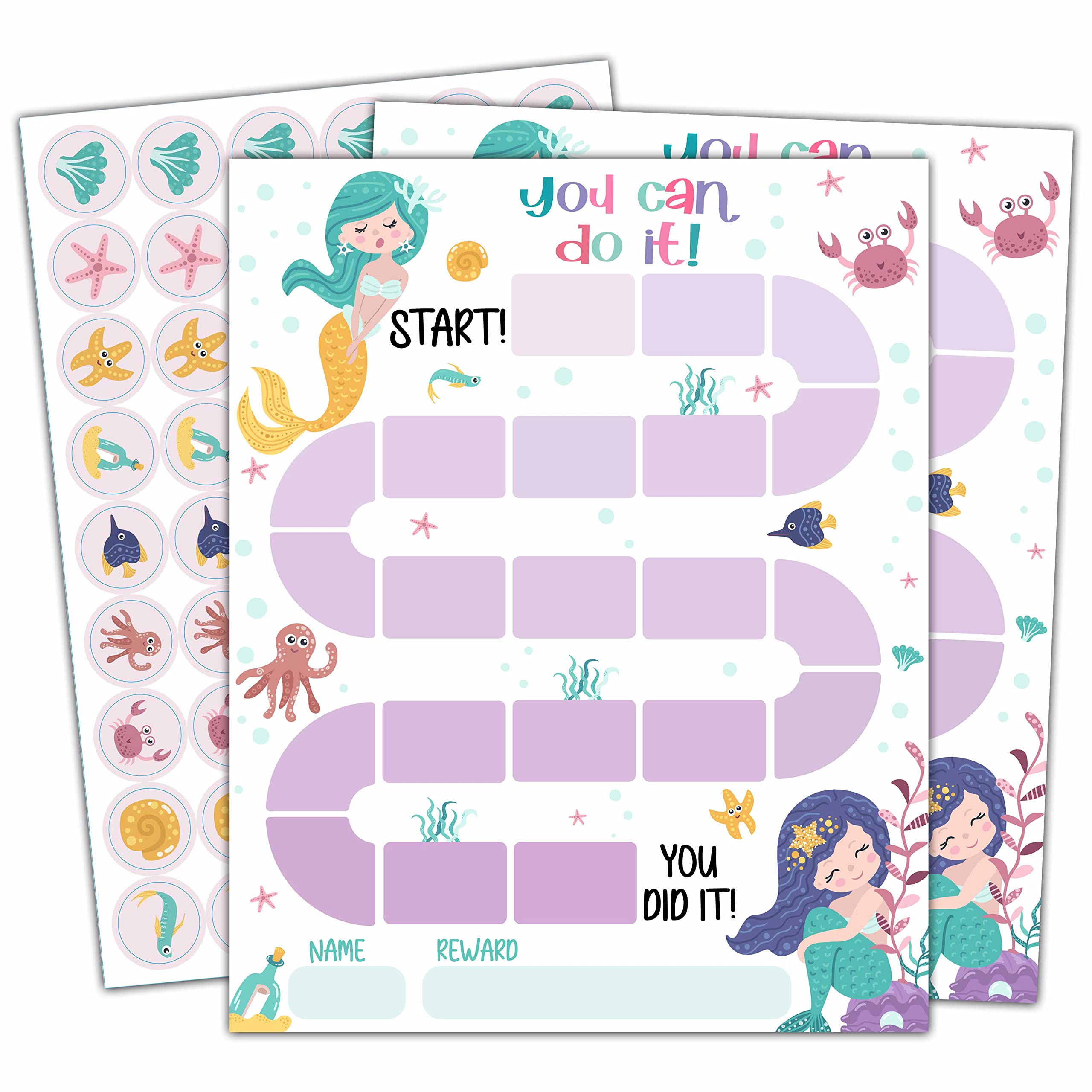 Amazon.com : 20 Mermaid Reward Chart with 432 Round Stickers, Incentive ...