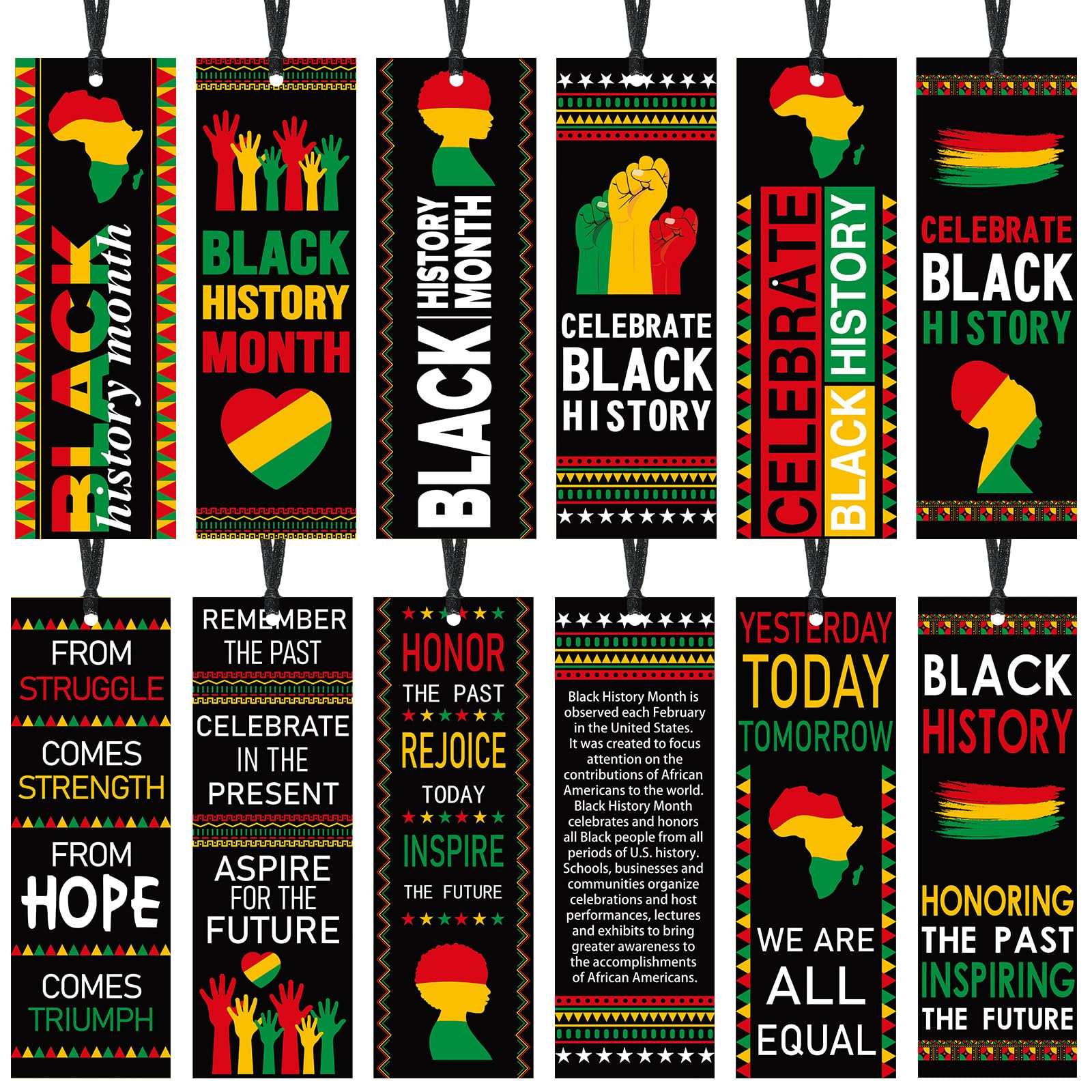 Amazon.com: Skyygemm 240 Pcs Black History Month Bookmarks Bulk 5.5 x 2 ...