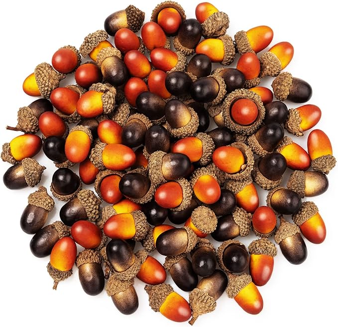 Noverlife 100PCS Mini Artificial Acorns, Small Fake Acorns Mixed Color ...