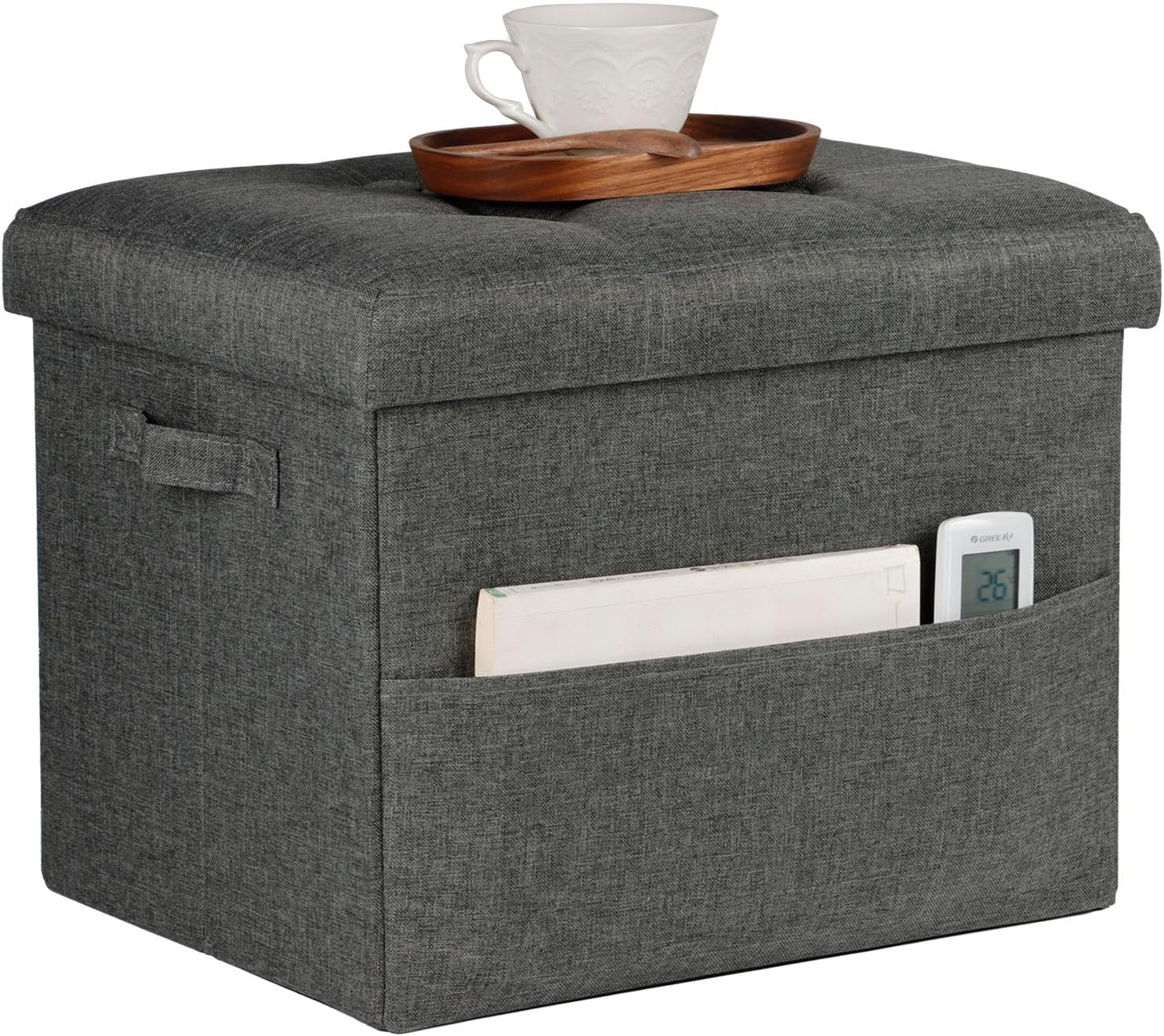 Amazon.com: Bsketa Storage Ottoman Foot Rest, Folding Linen Cotton ...