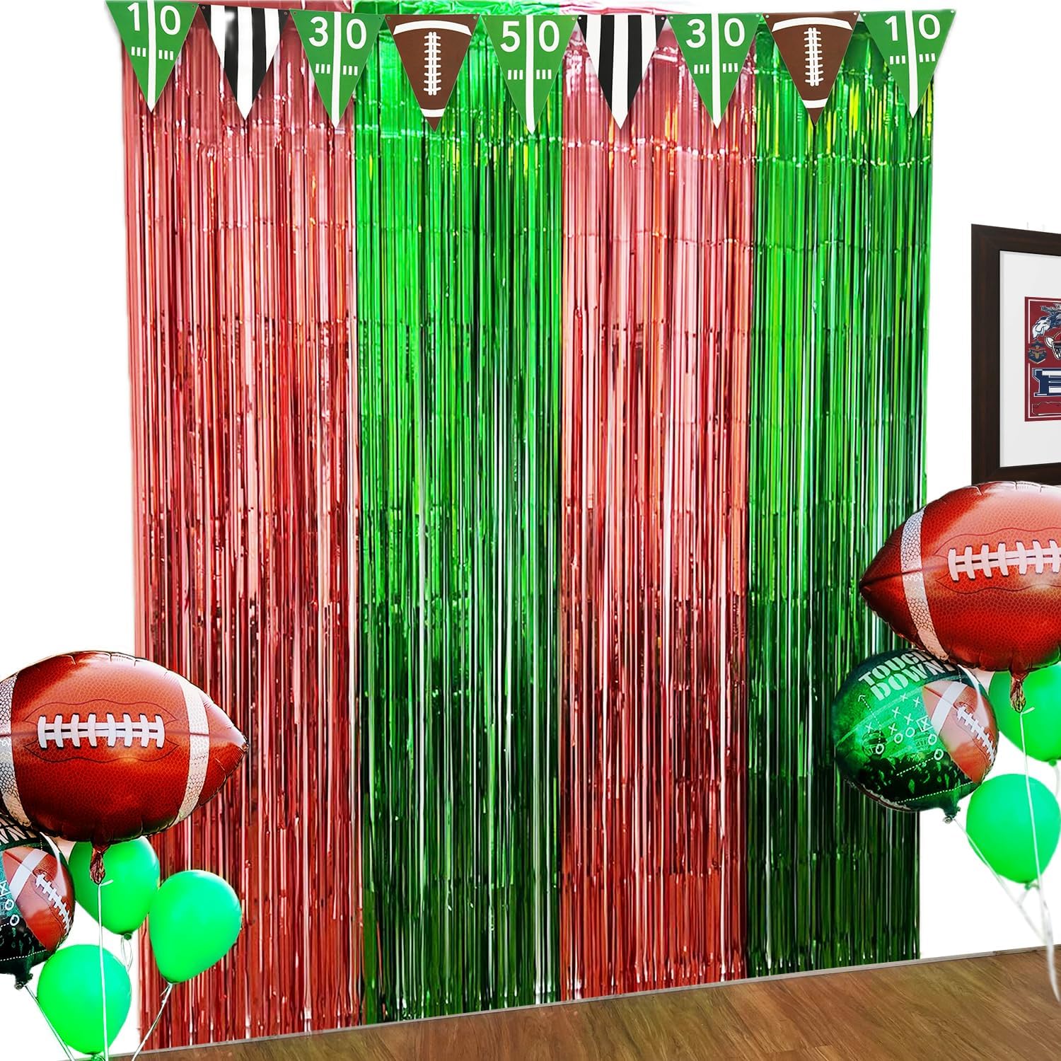 Amazon.com: GiftExpress 3 Pk Football Fringe Curtain with Football ...