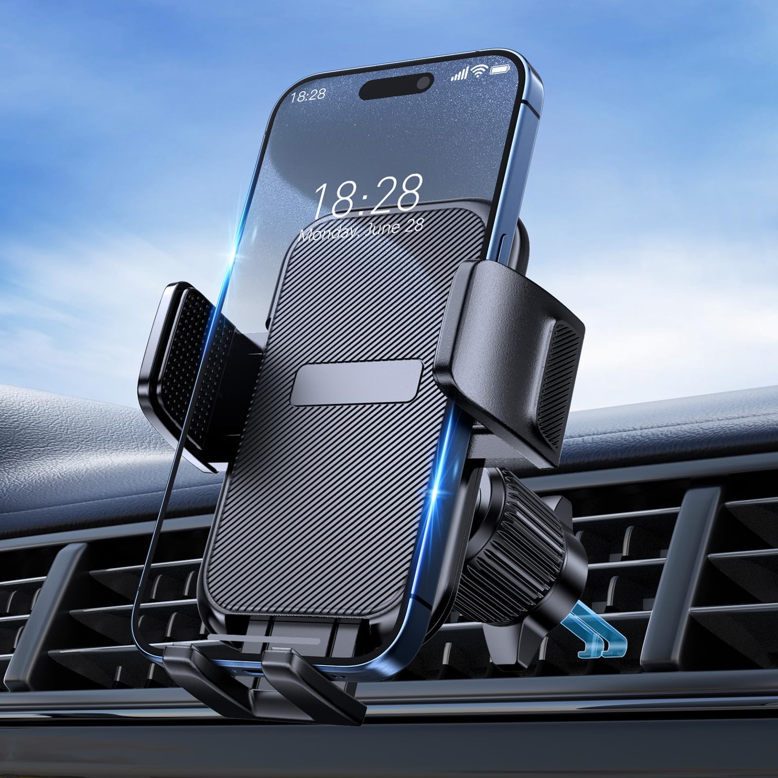 Amazon.com: Lamicall 2024 Wider Clamp & Metal Hook Car Phone Holder ...