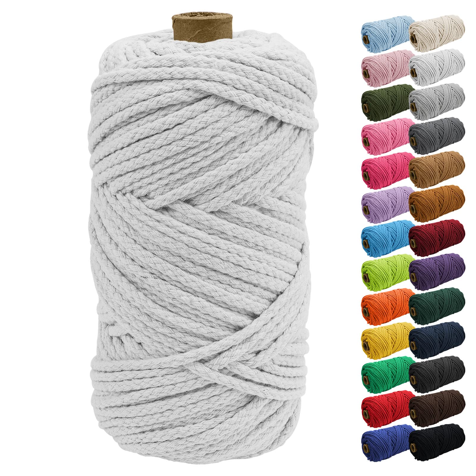 Uiopa Macrame Cord 5mm x 90m, Thick Macrame Rope 8-Strand Braided ...