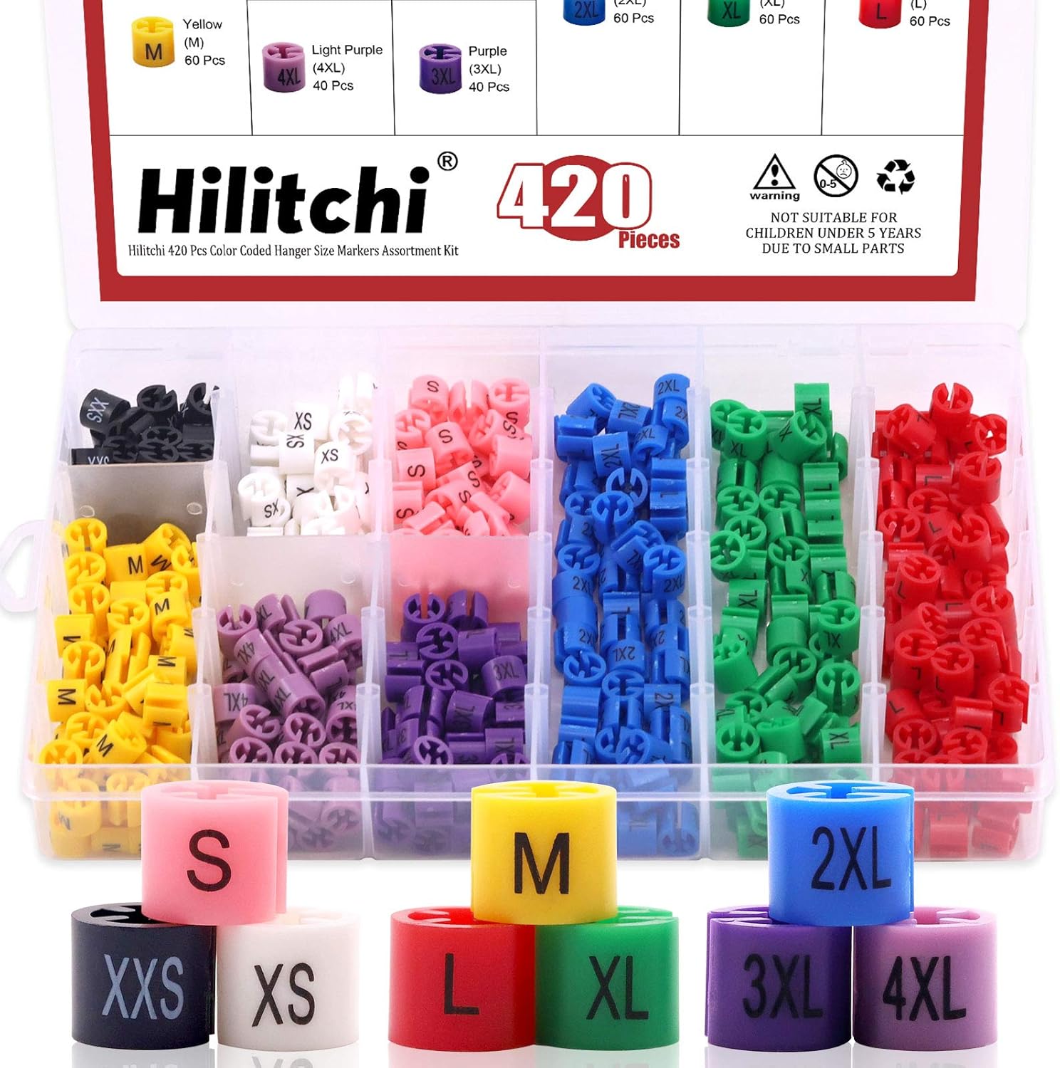 Amazon.com: Hilitchi Hanger Markers Color Coded Garment Clothing Hanger ...