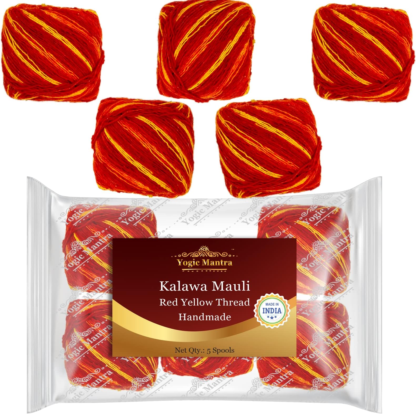 Amazon.com: Yogic Mantra Handmade Kalava Mauli Thread (5 Spools Cotton ...