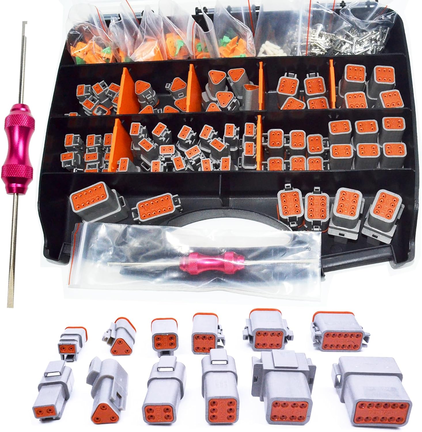 Amazon.com: 422 PCS Deutsch Connector Kit, 2 3 4 6 8 12 Pin Grey DT Connector with 16# Stamped ...