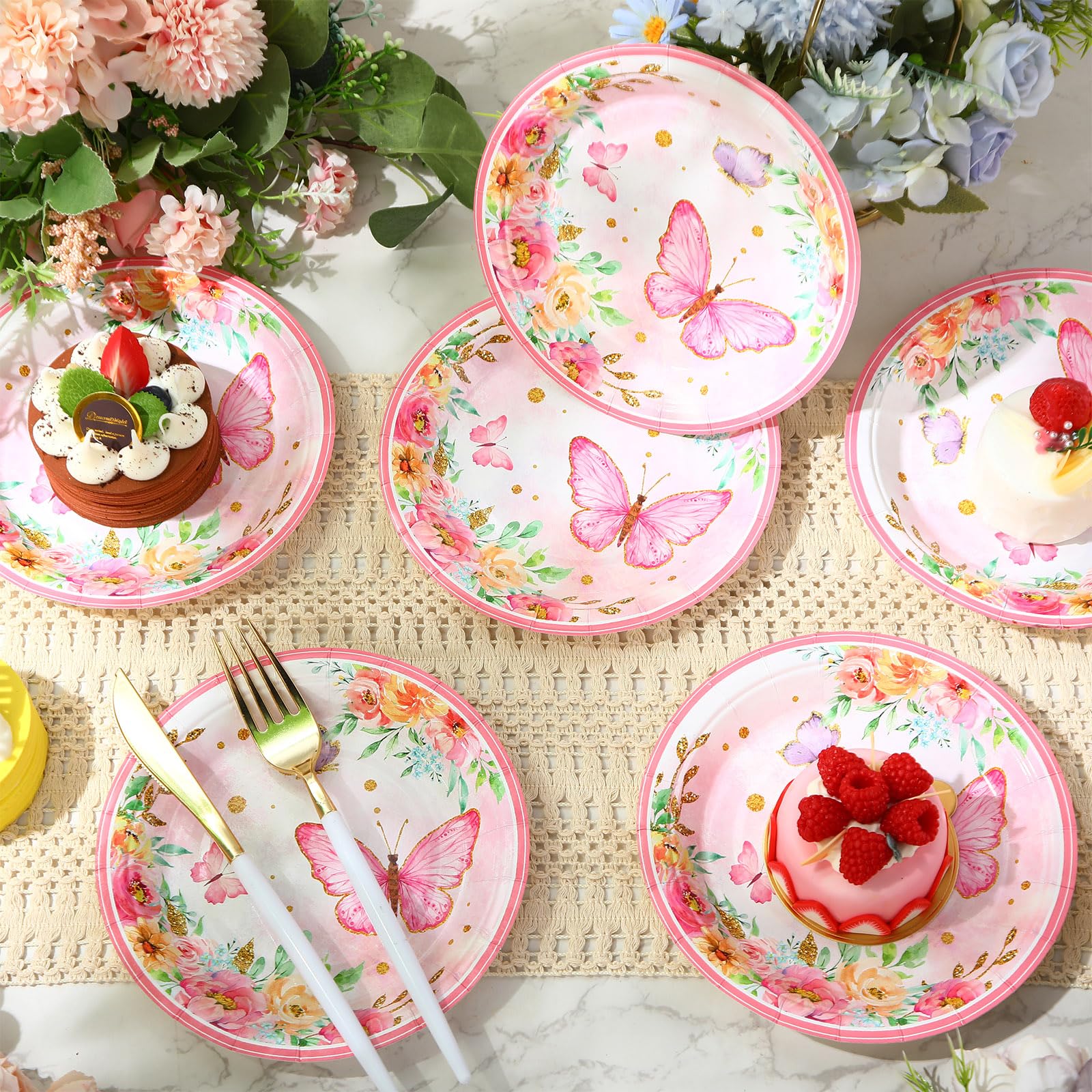 Snapklik.com : 60 Pieces Spring Butterfly Paper Plates Bulk 9 Inch ...