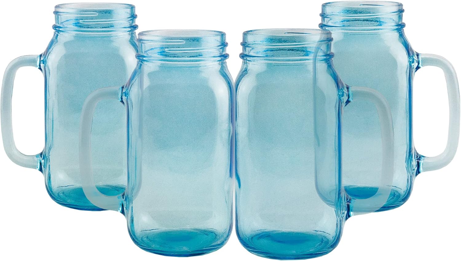 Amazon.com: Darware Mason Jar Mugs with Handles (24oz, Blue, 4-Pack ...