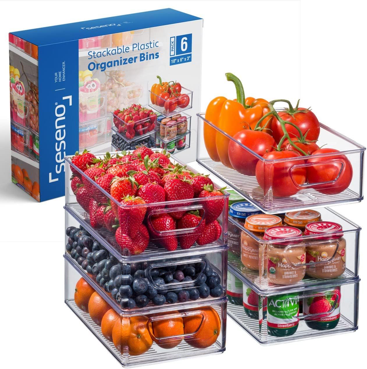 Amazon.com: Set Of 8 Refrigerator Pantry Organizer Bins - Clear Food ...