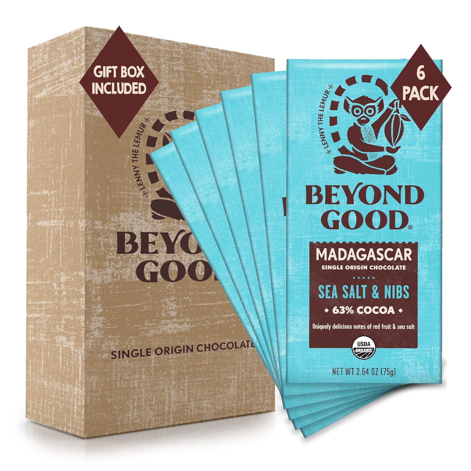 Amazon.com : Beyond Good Chocolate Bars | 6 Pack Sea Salt Dark ...