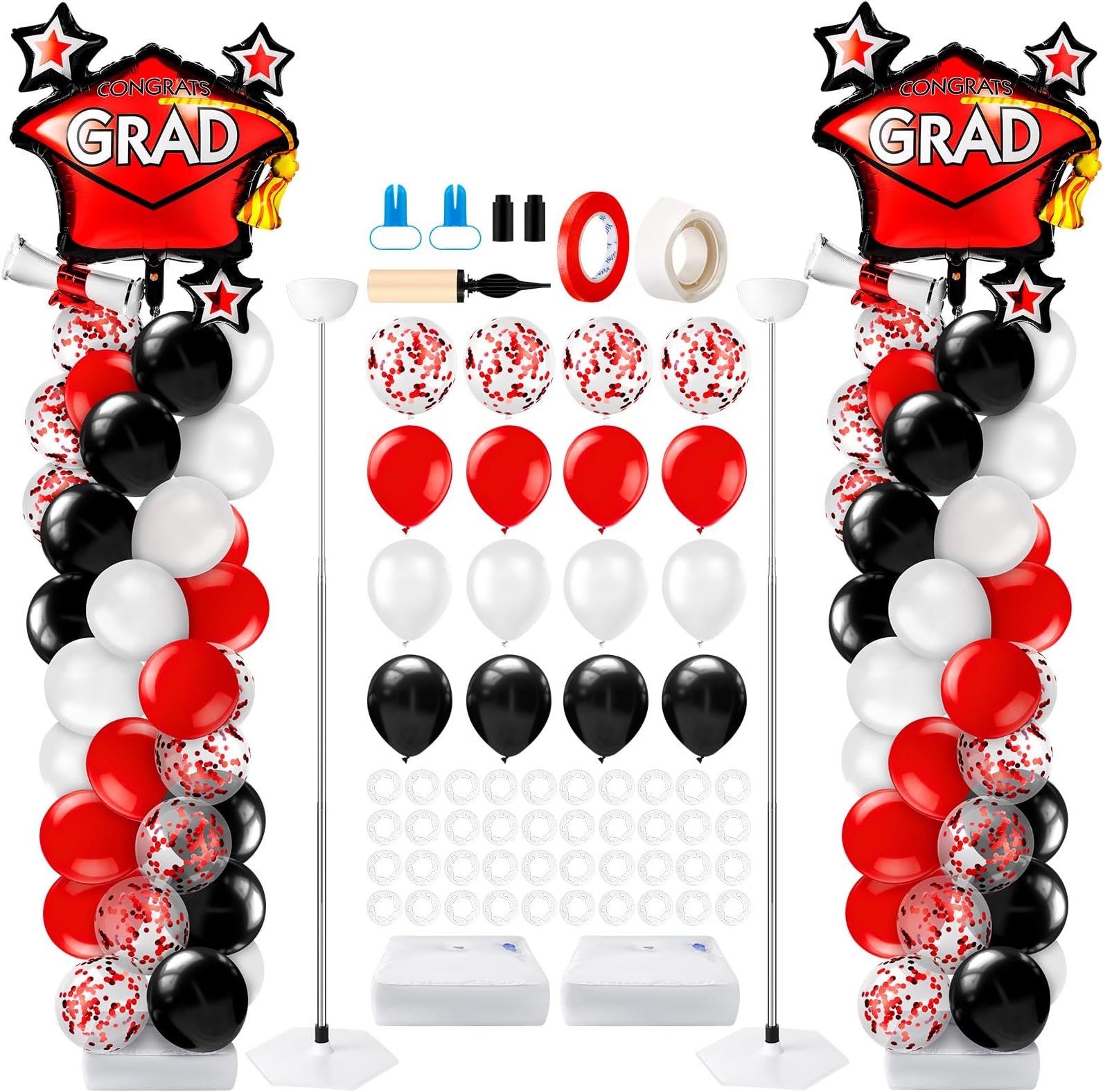 Amazon.com: Hungdao 2 Sets Graduation Balloon Column Stand Kits with ...