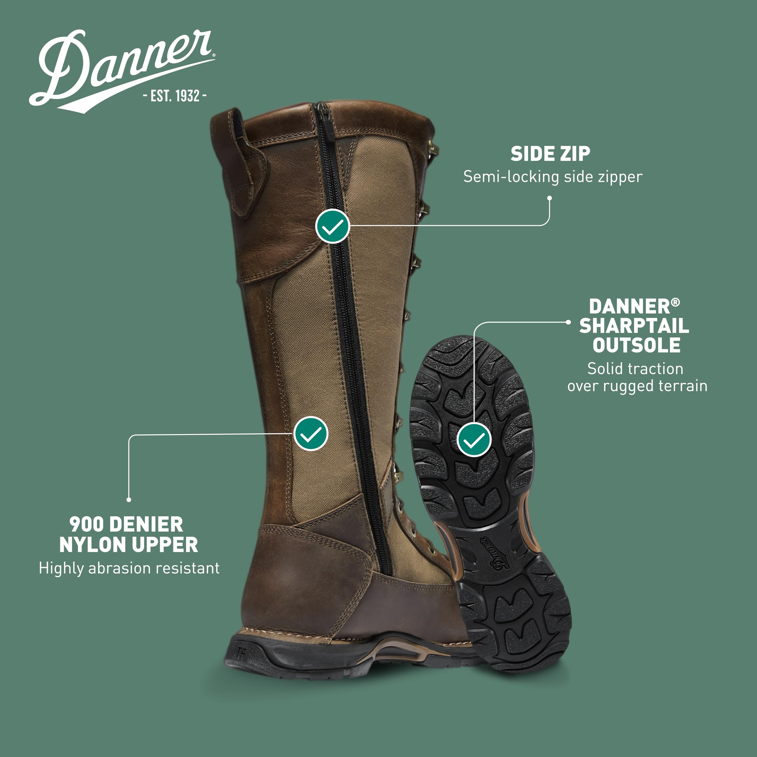 Snapklik.com : Danner Sharptail 17" Side-Zip Waterproof Snake Boots For ...