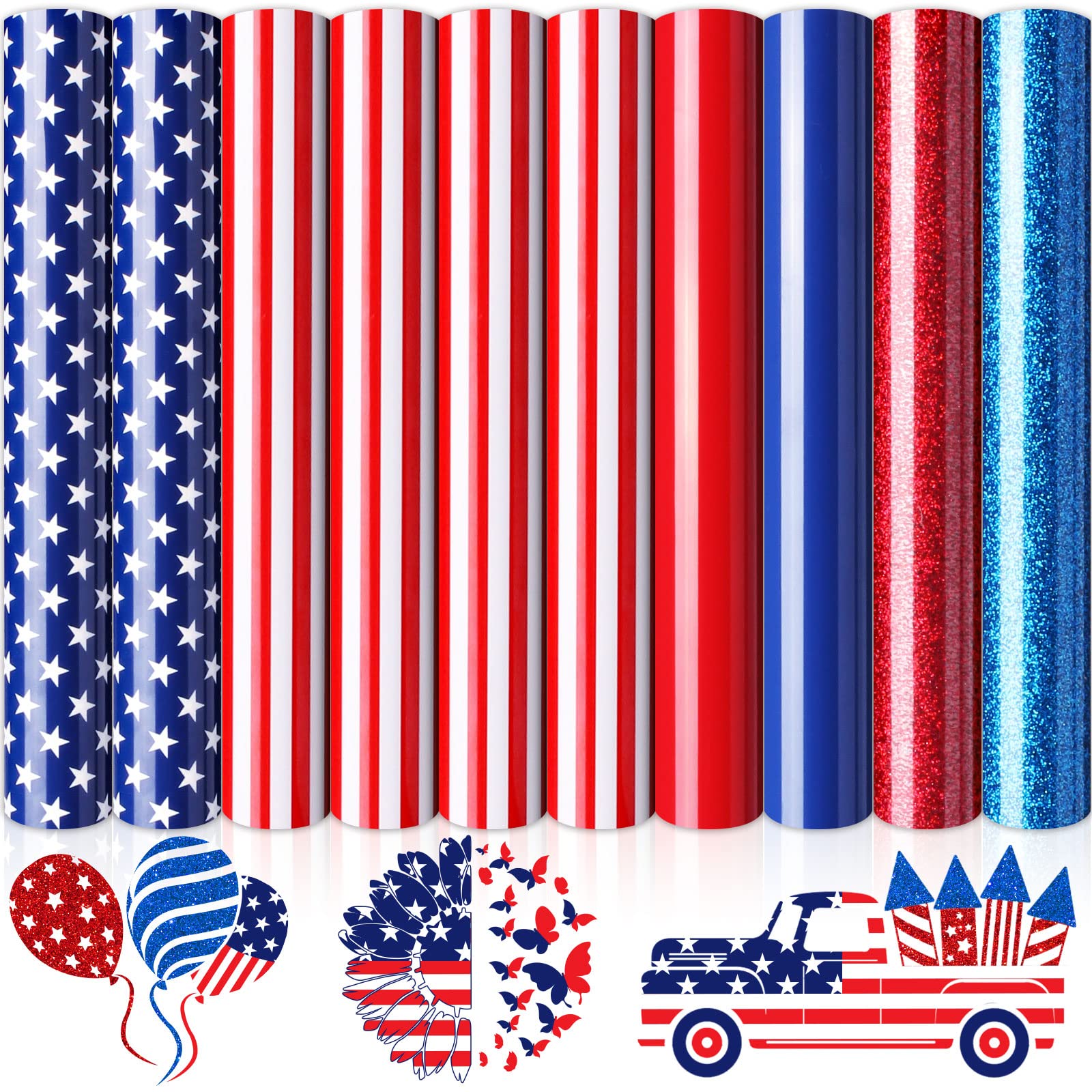 10 Sheets American Flag Heat Transfer Vinyl Patriotic Htv Vinly ...