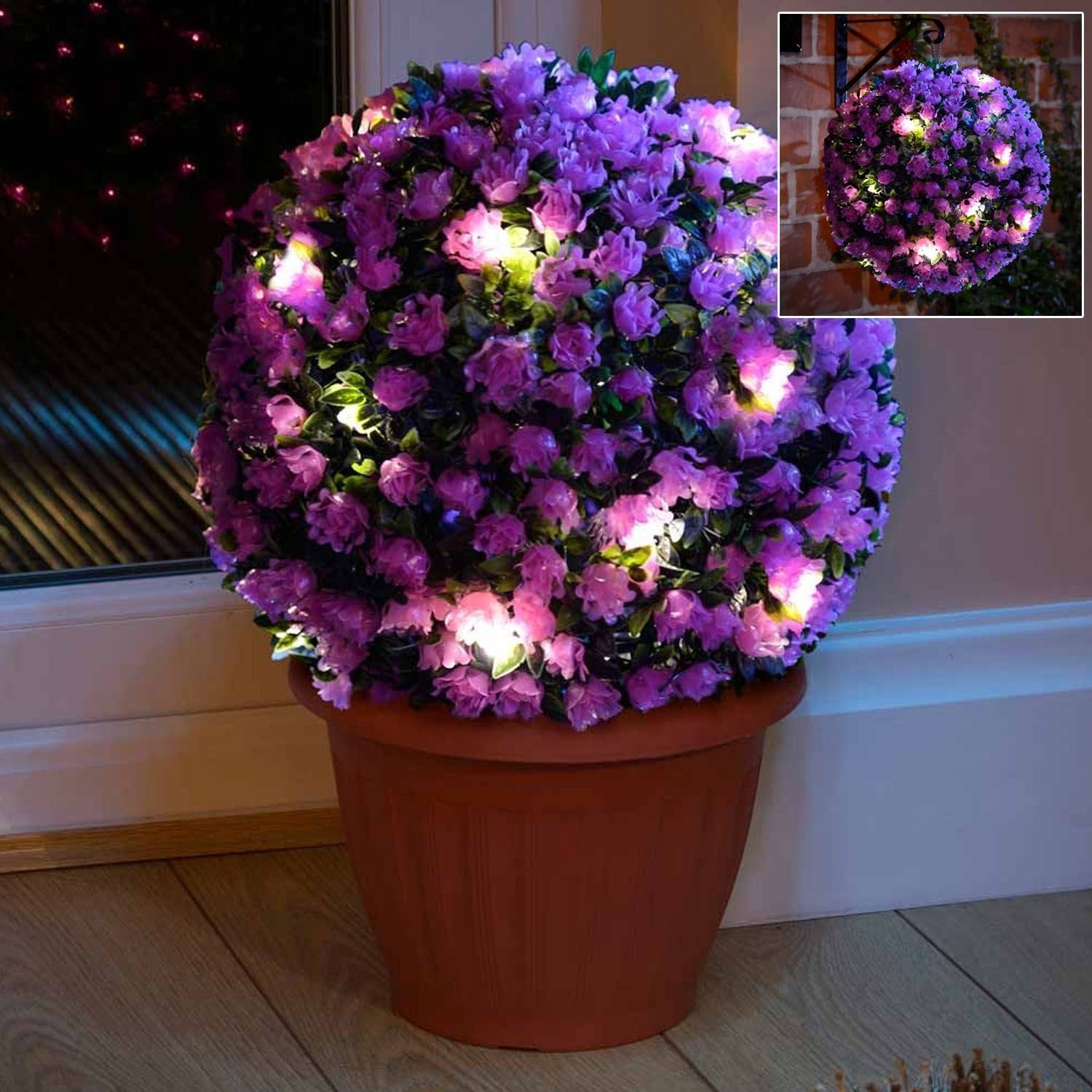 Solalite 2 x 28cm Purple Topiary Balls with 20 Solar LED Lights ...