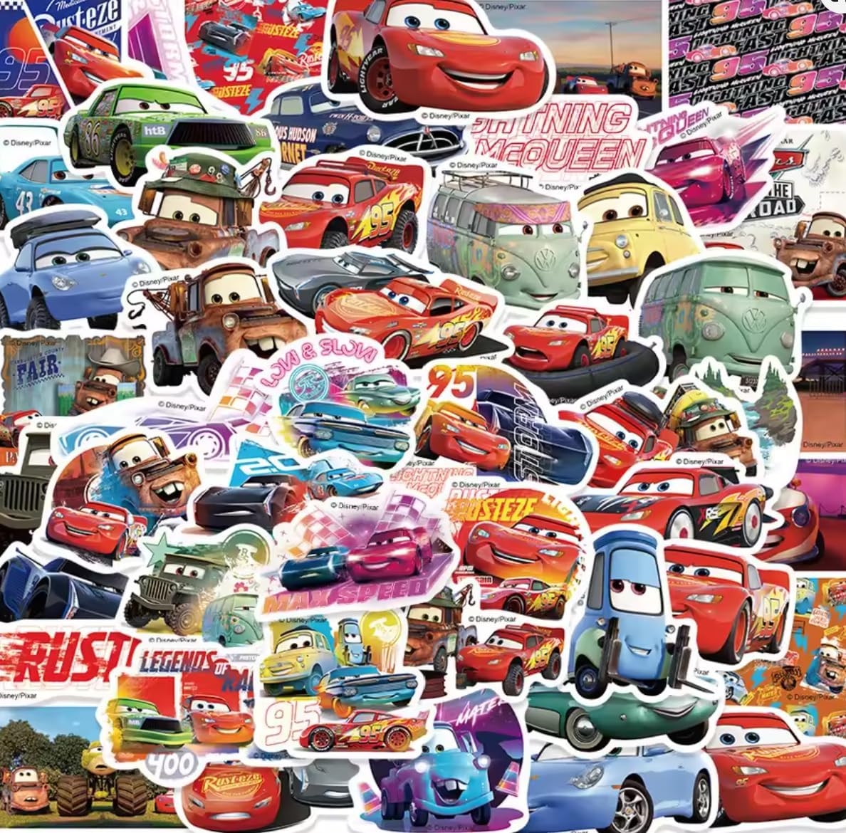 Amazon.com: SHOWSUP 50 Pcs Cartoon Movie Cars Stickers for Water Bottle ...