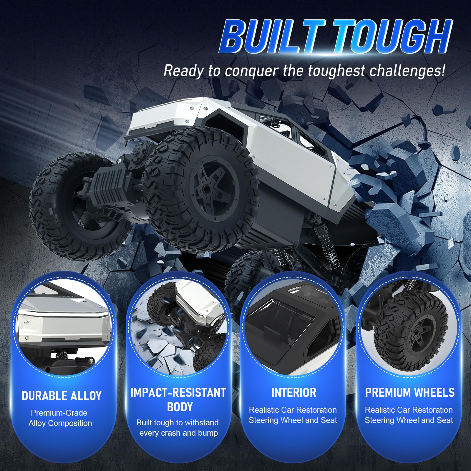 Snapklik.com : NQD RC Truck, 1:14 Scale Big Cybertruck Model Remote ...