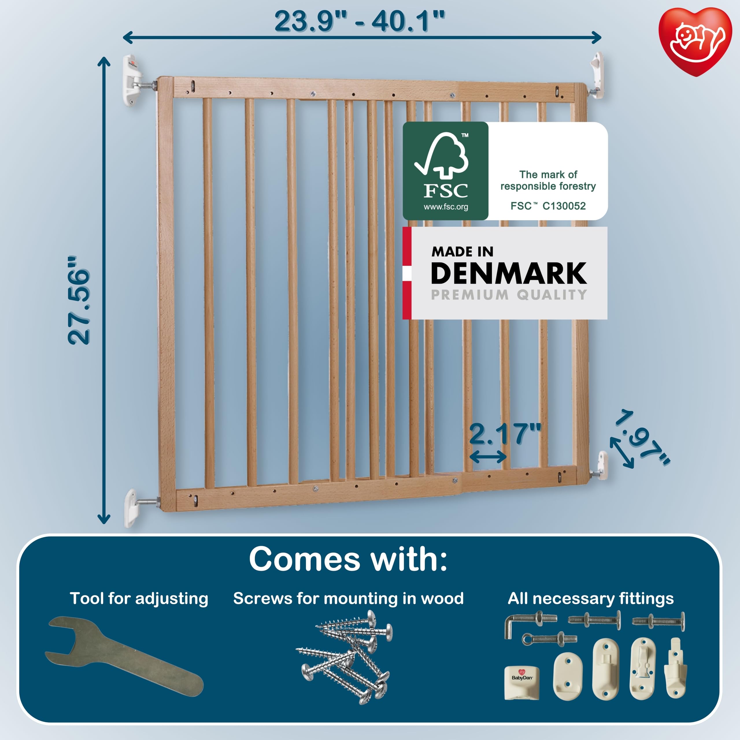 Snapklik.com : BabyDan MultiDan, 23.9"-40.", Extendable Stair Gate/Baby ...