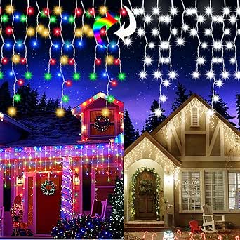 Cold White to Multicolor Color Changing Icicle Christmas Light with ...