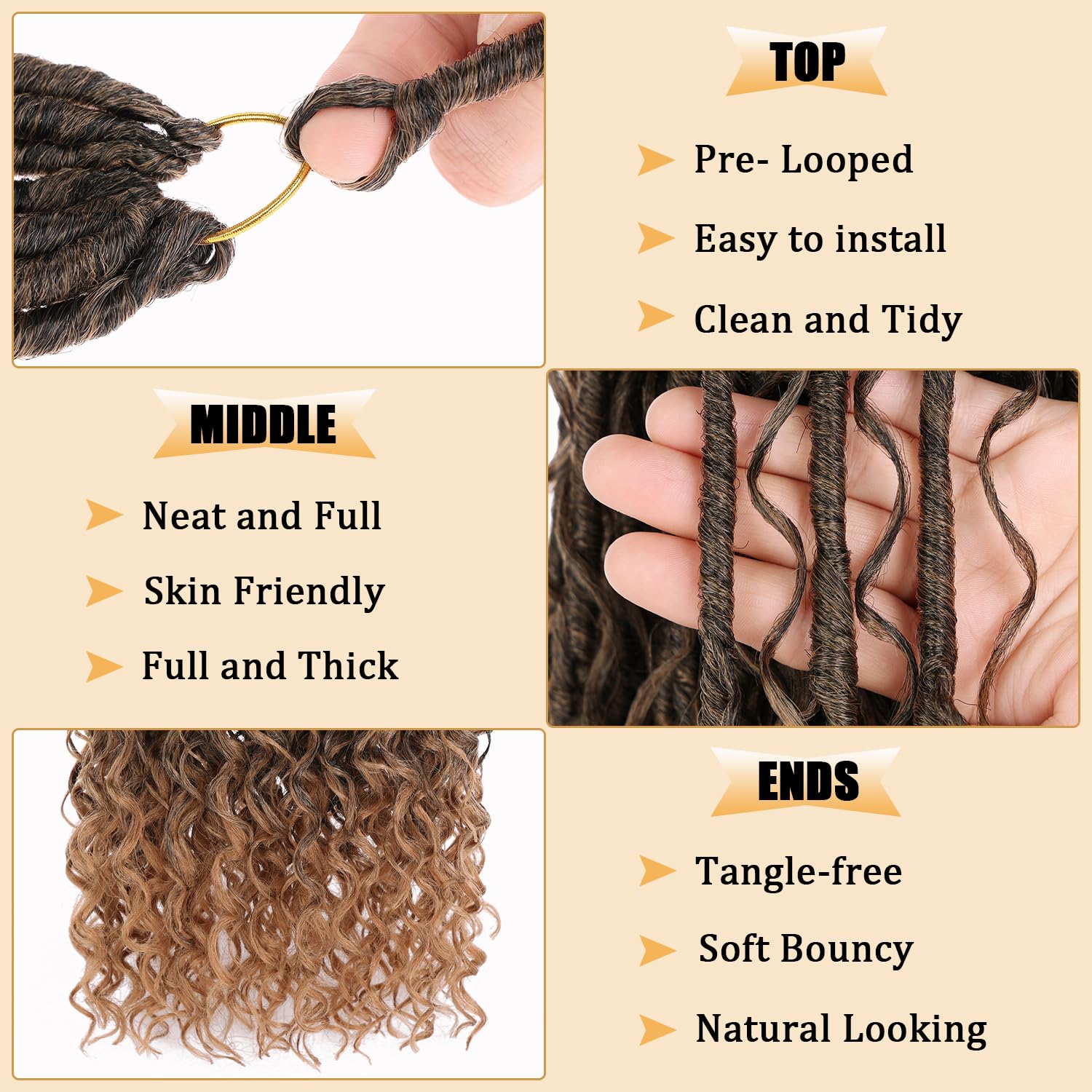 Snapklik.com : ZRQ 30 Inch Boho Faux Locs Crochet Hair 9 Packs Goddess ...