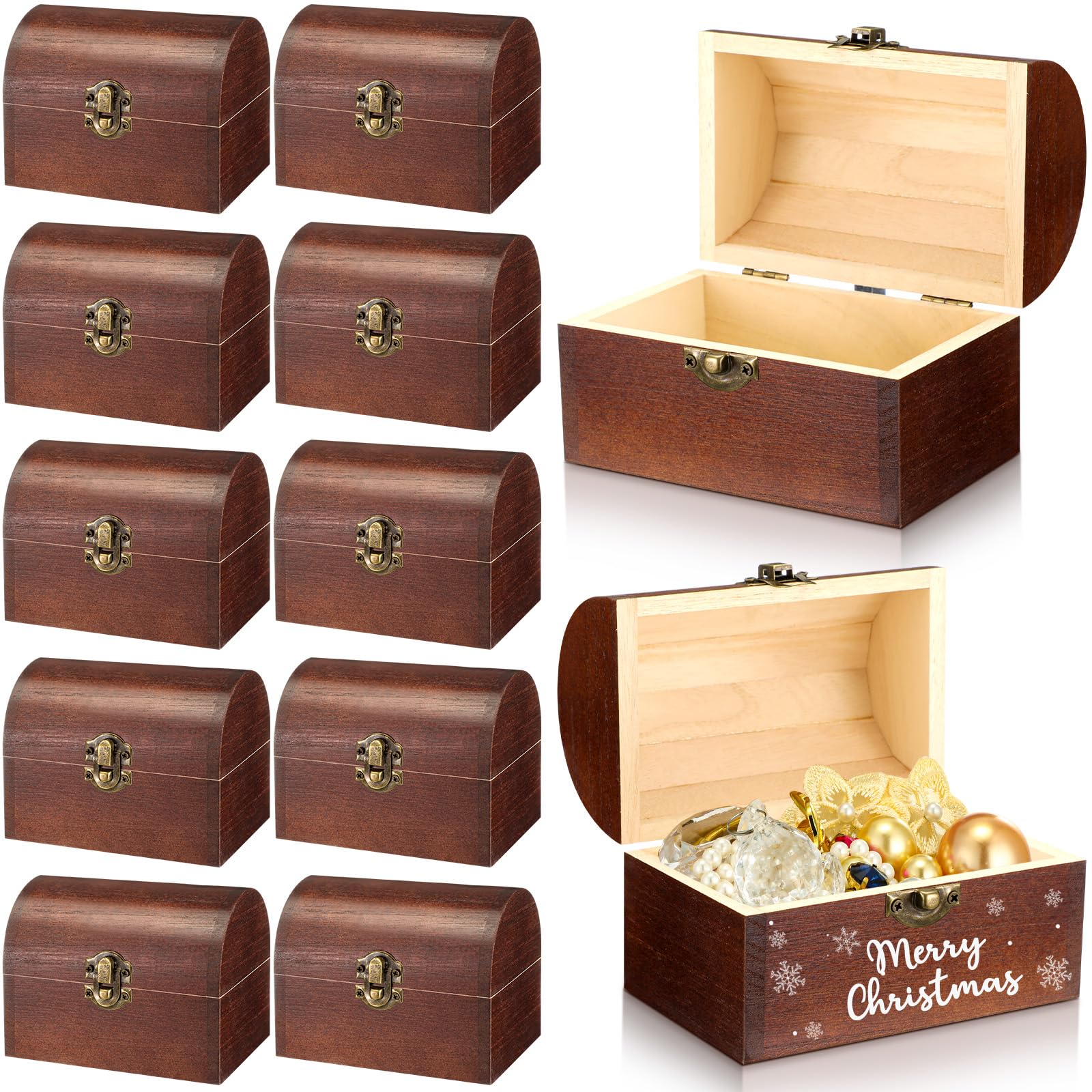Amazon.com: Menkxi 12 Pcs Unfinished Wooden Treasure Chest Boxes 4.7 x ...