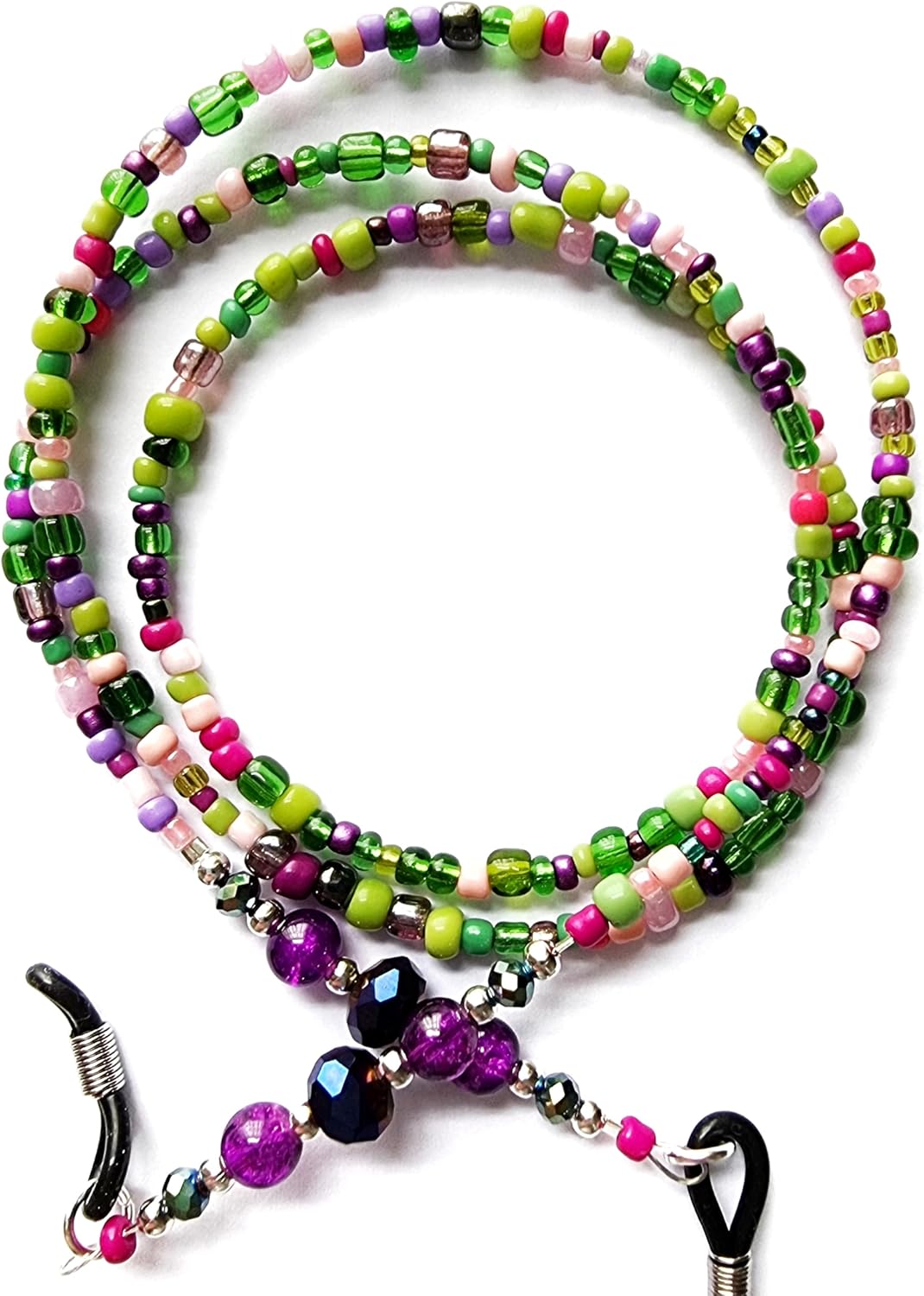 Glasses Chain - Beaded Spectacle Cord - Purple Pink Green Strap - 30 ...