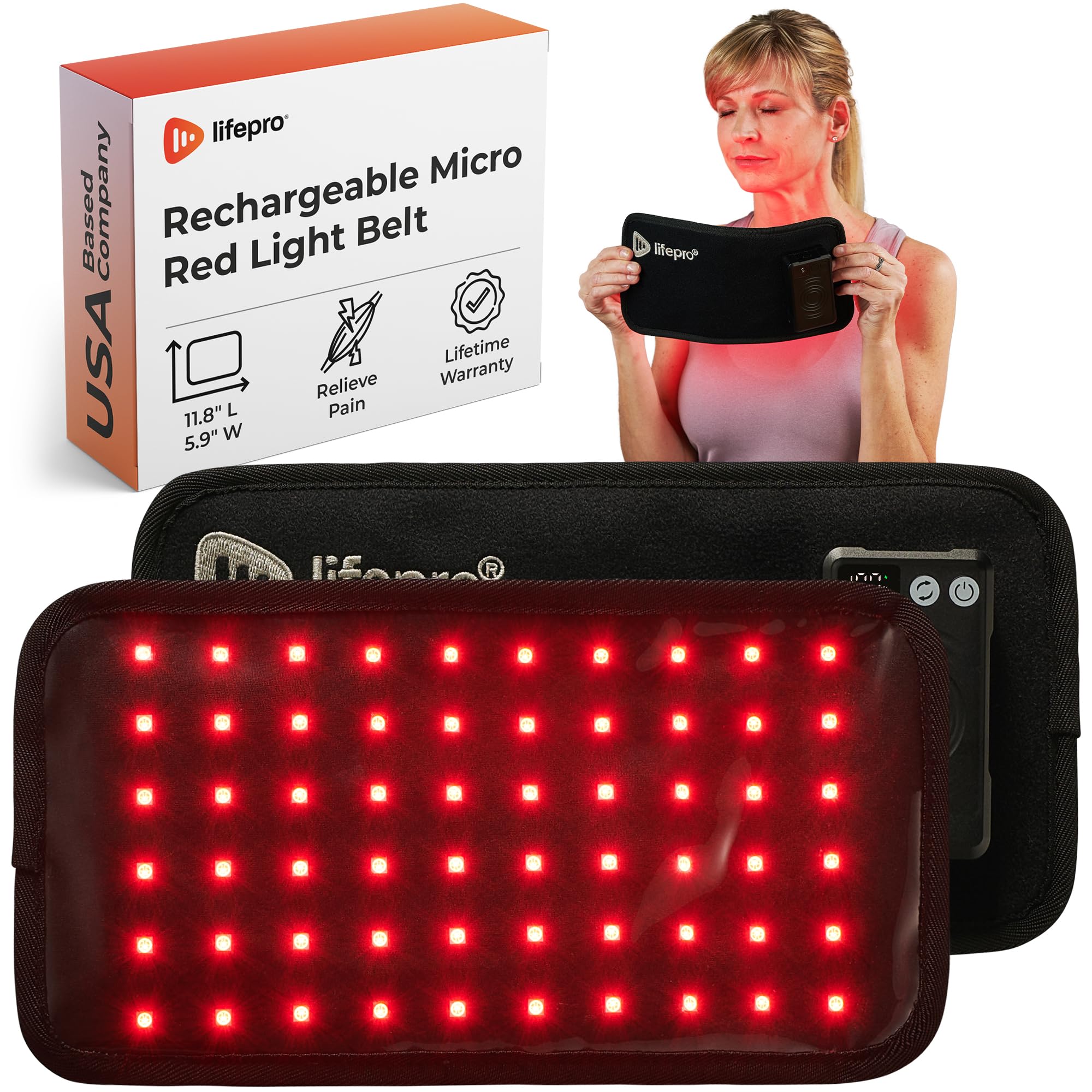 Lifepro Micro Red Light Therapy Belt With Vibration Nir Red ...