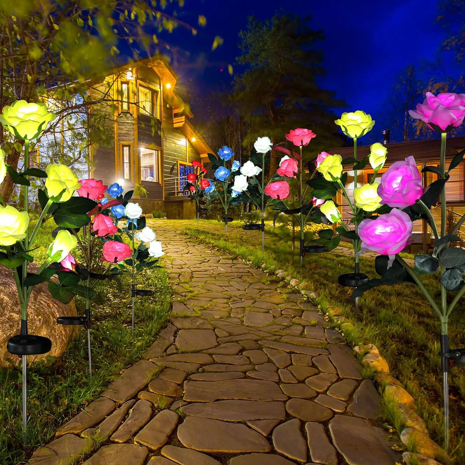 GIGAWATTS GW-923 Solar Rose Lights 2V Panel Outdoor 5 LED 5 Flower ...