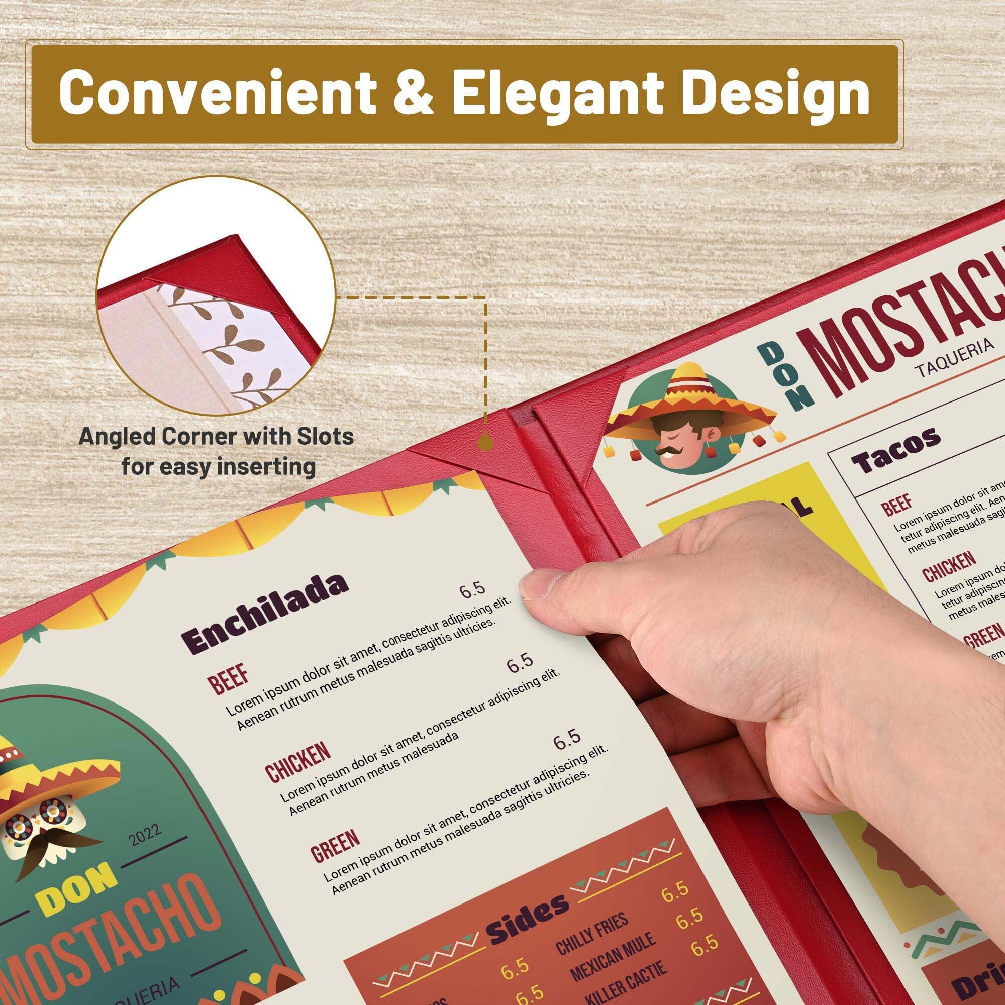 Snapklik.com : WeChef 10 Packs Menu Covers 8.5"x11" 4 Views Leather ...