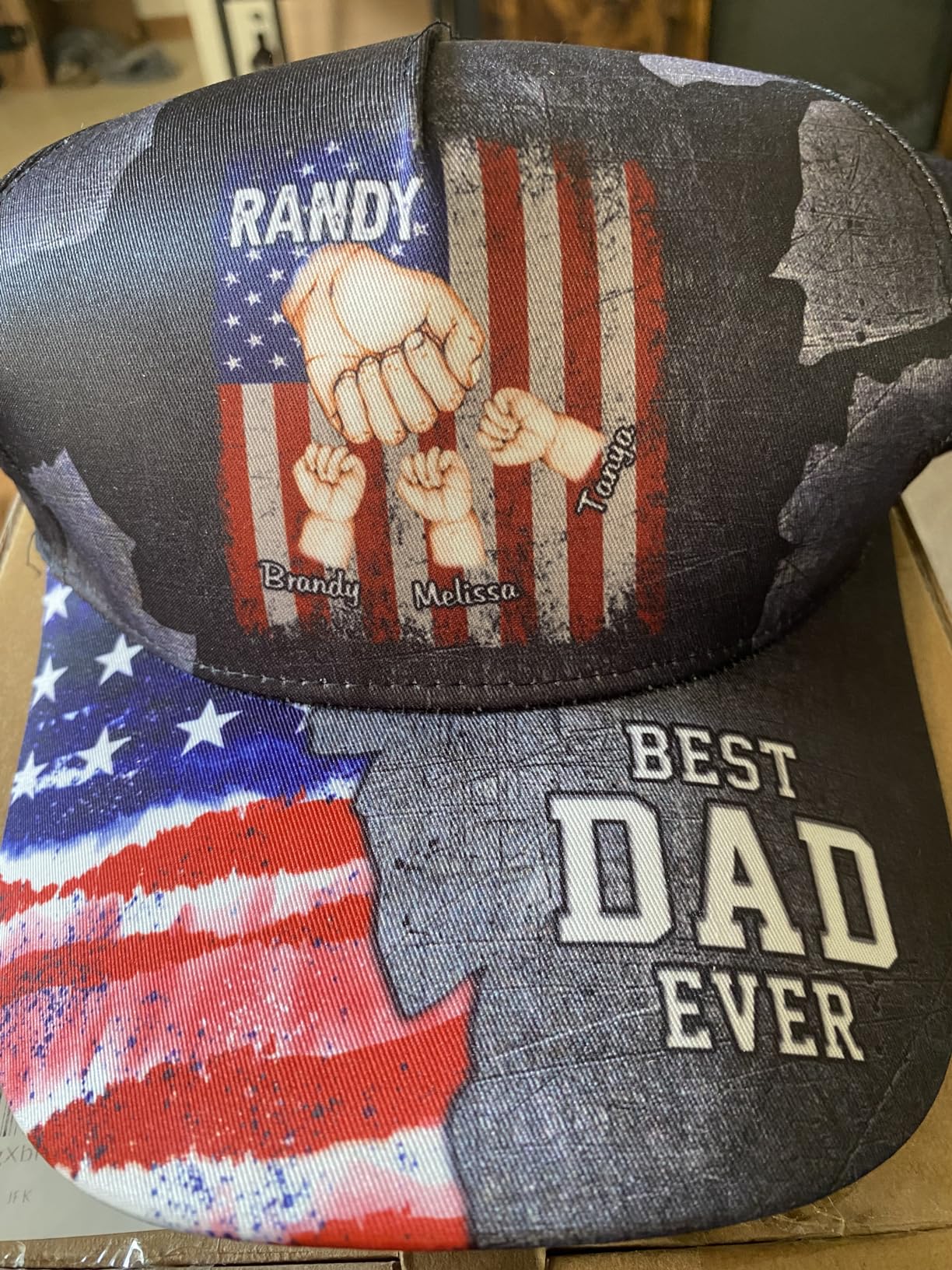 Juzly POD Fist Bump Flag Best Dad Ever Cap - Personalized Men Cap Gifts ...