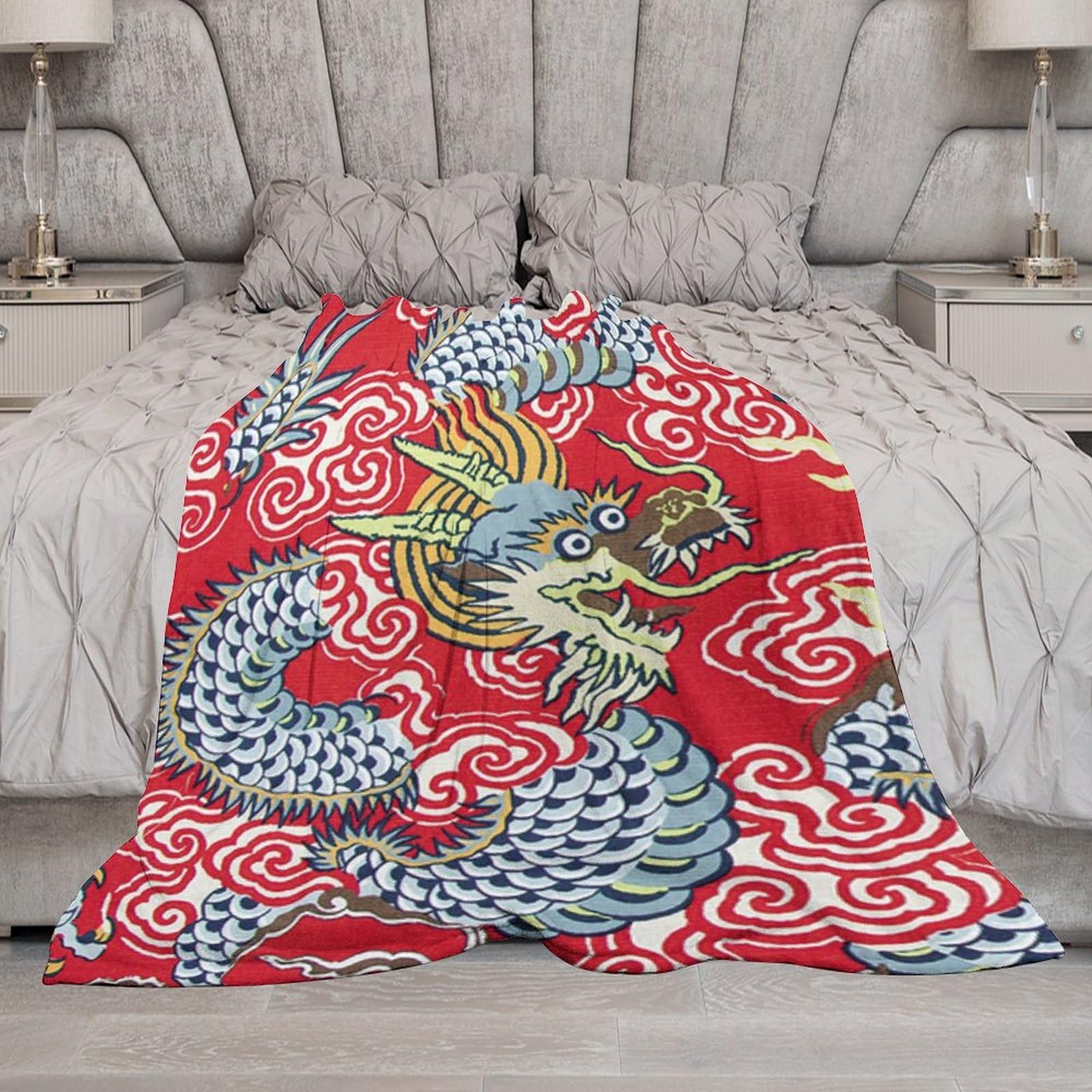 Asian Dragon Blanket Green Dragon Throw Blanket — Inkfluence Tattoo