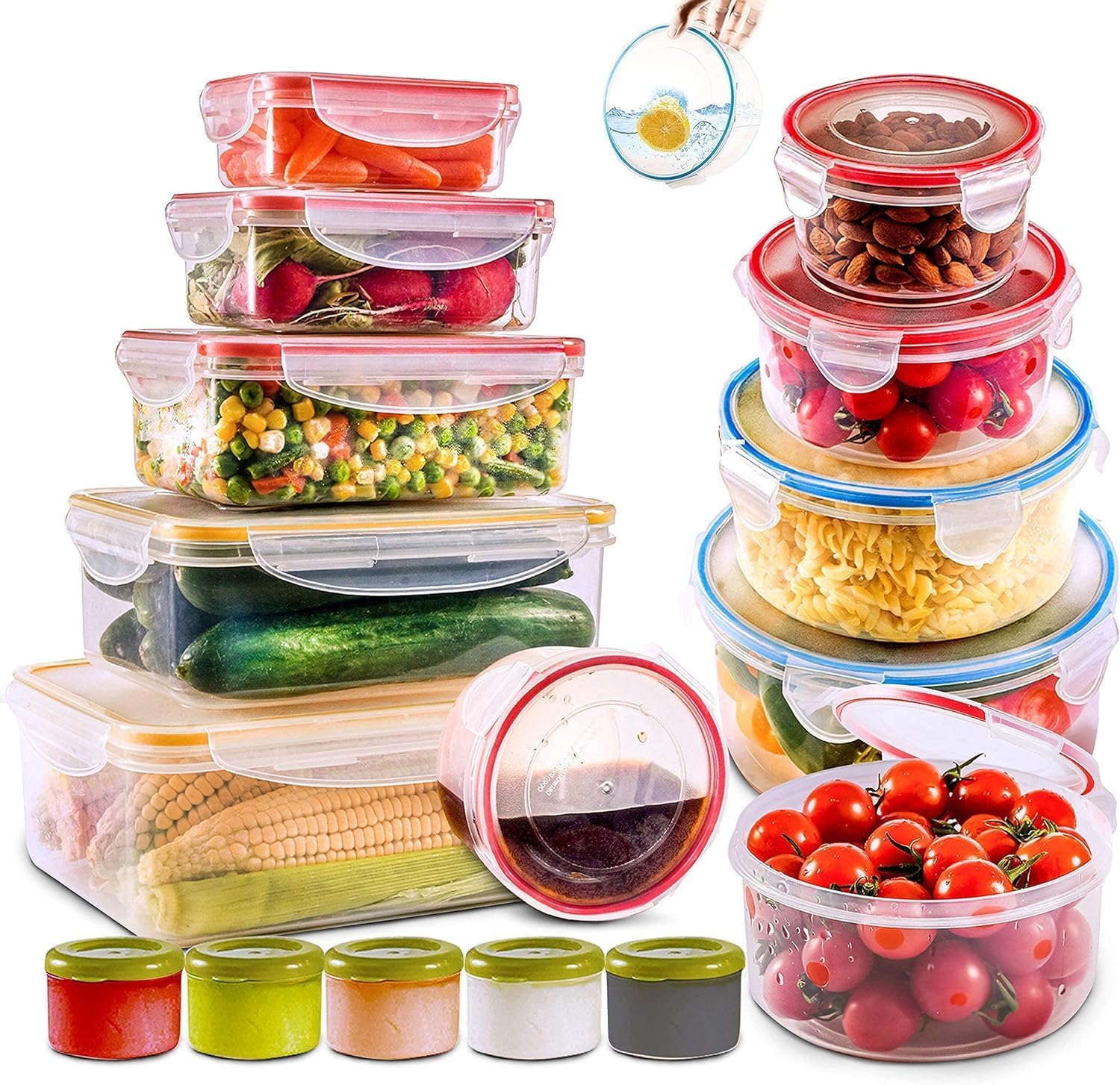Recipientes Herméticos Almacenar, 12 Piezas Almacenamiento Alimento ...
