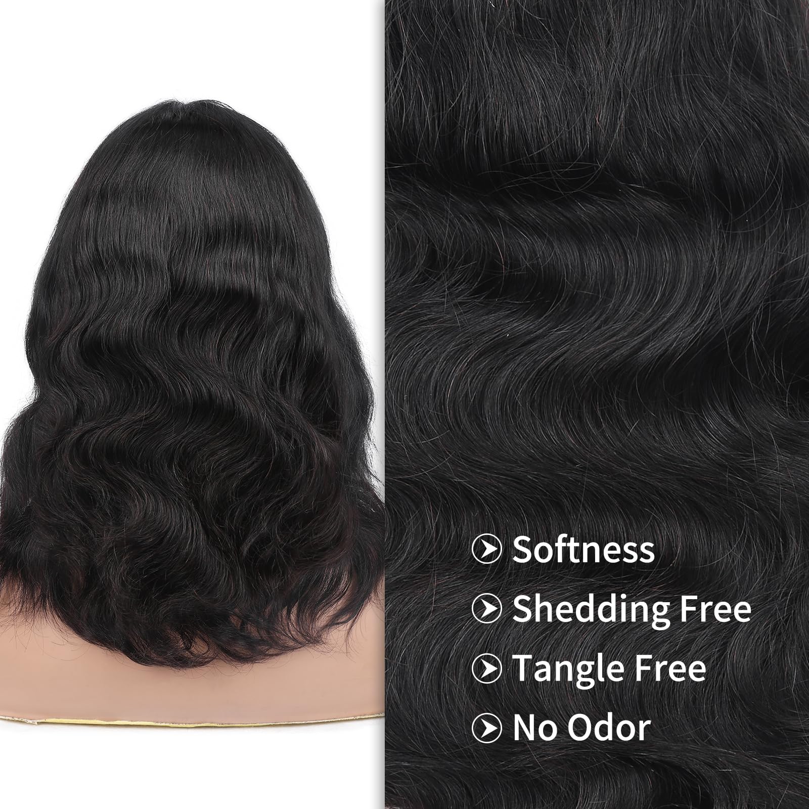 WIGNEE Natural Wavy Human Hair Wigs With Bangs Glueless Wigs Human Hair ...